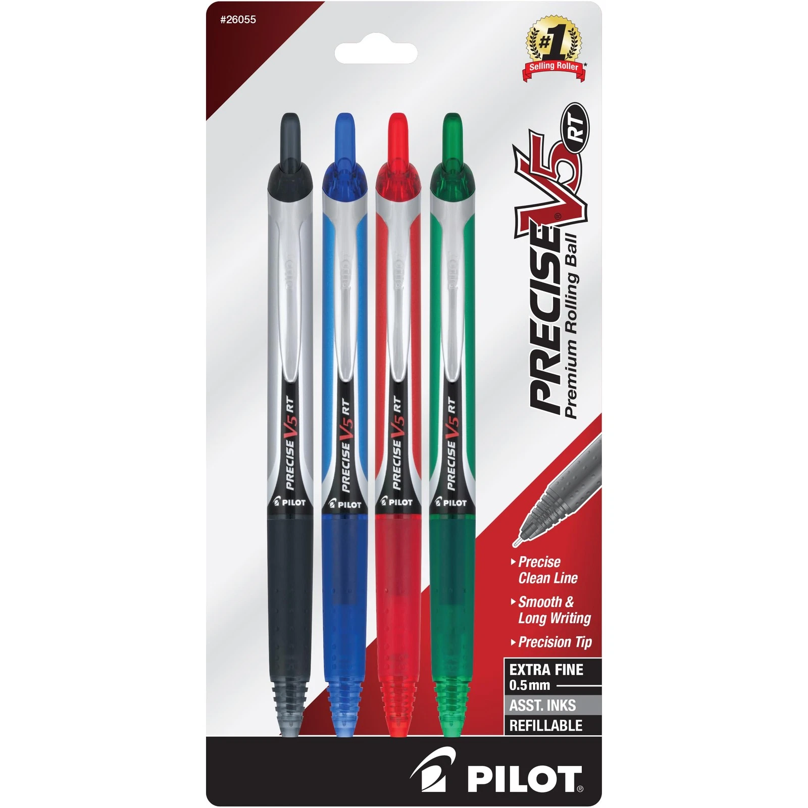 Pilot Precise V5 Rt Refillable & Retractable Liquid Ink Rolling Ball ...