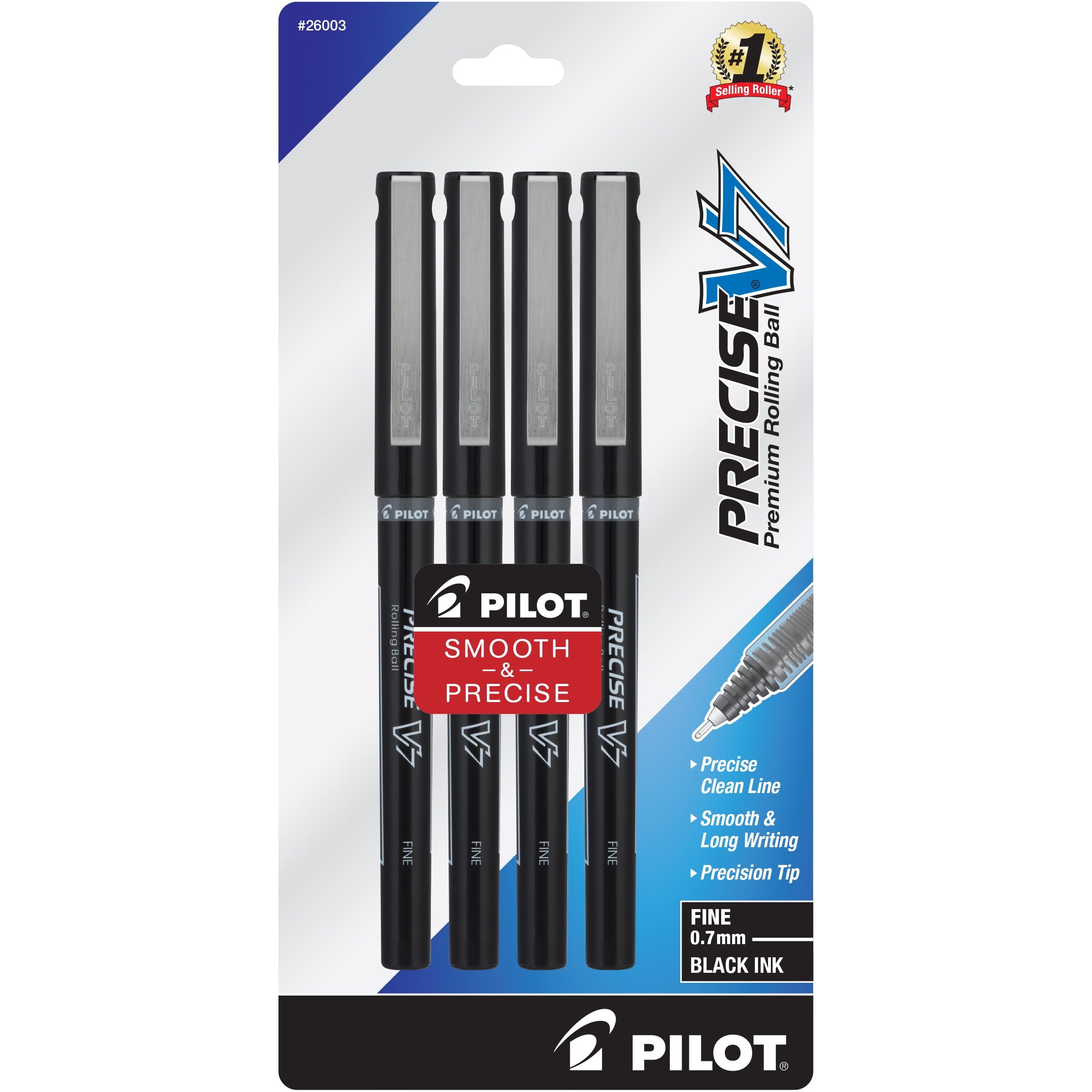 Pilot Precise V7 Stick Pens, Fine Point, Black Ink, 4 Pack, 17510765 ...