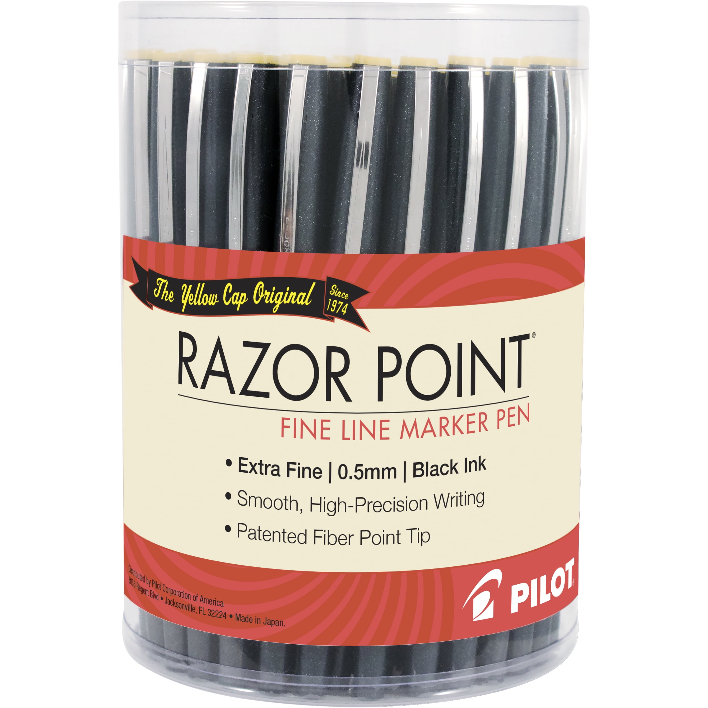 Pilot Razor Point Premium Capped Marker Pen, Fine Point, Black Ink, 36 ...