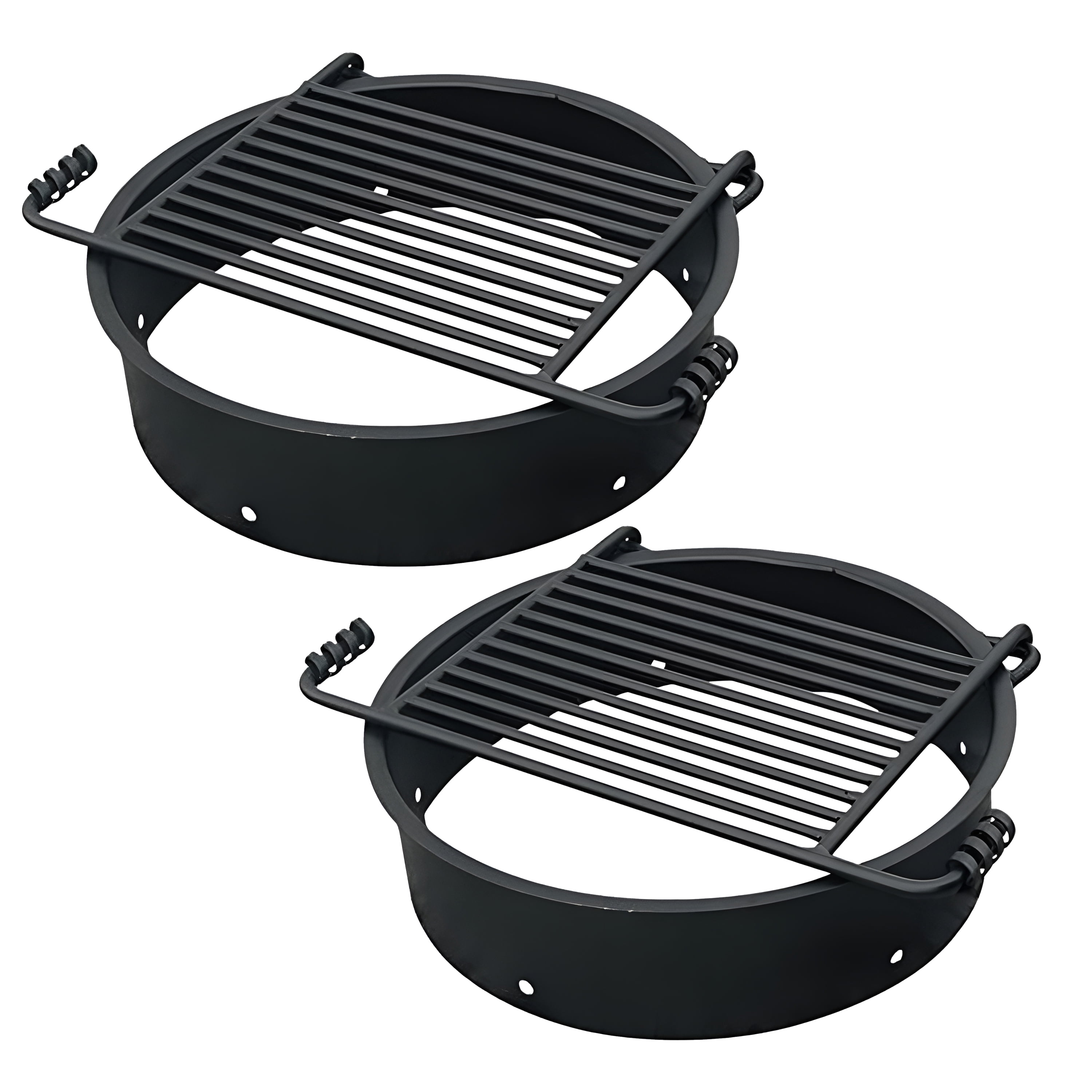 Pilot Rock 2 Pack 24” Steel Ground Fire Pit Ring Metal Cooking Grate ...