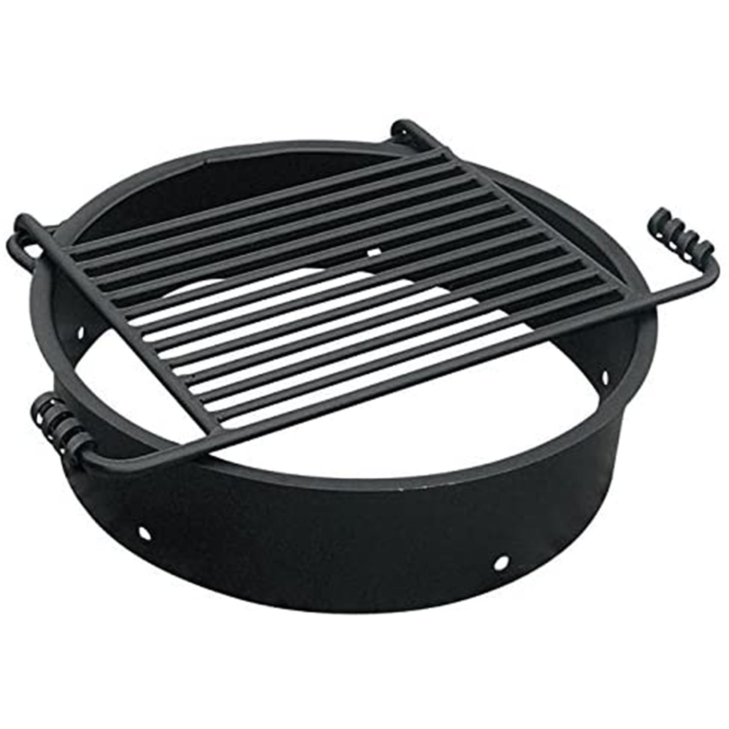 Pilot Rock 24 Inch Steel Ground Fire Pit Ring and Cooking Grate, Black ...
