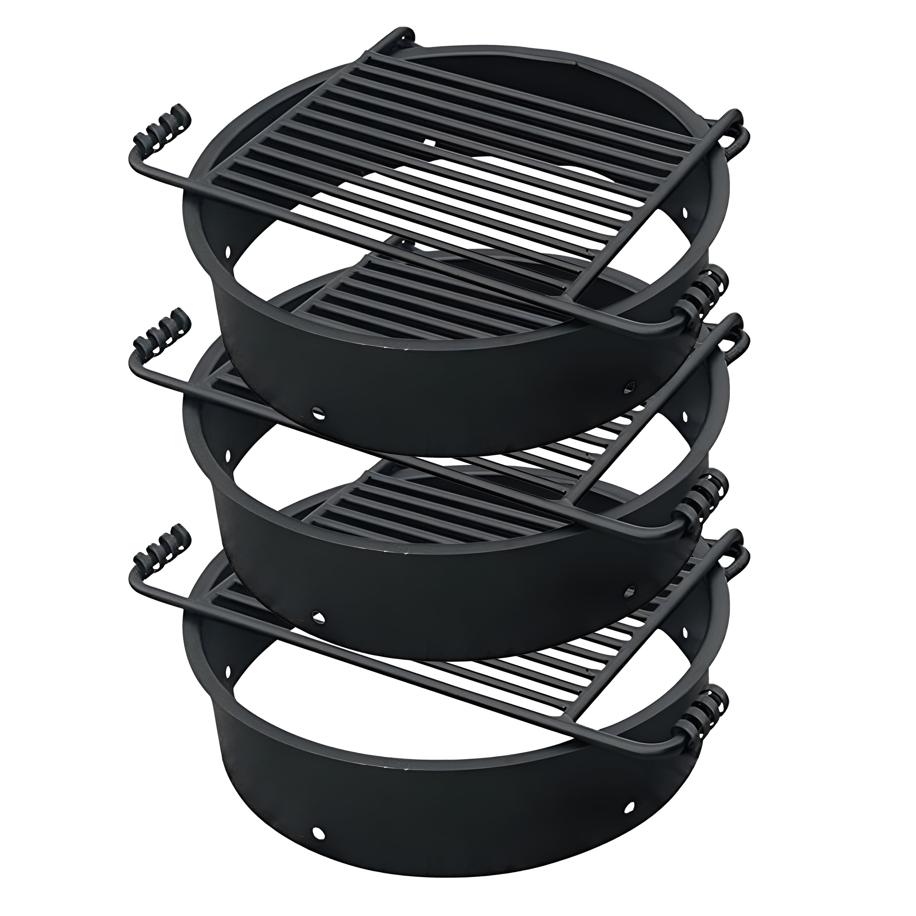 Pilot Rock 3 Pack 24” Steel Ground Fire Pit Ring Metal Cooking Grate ...