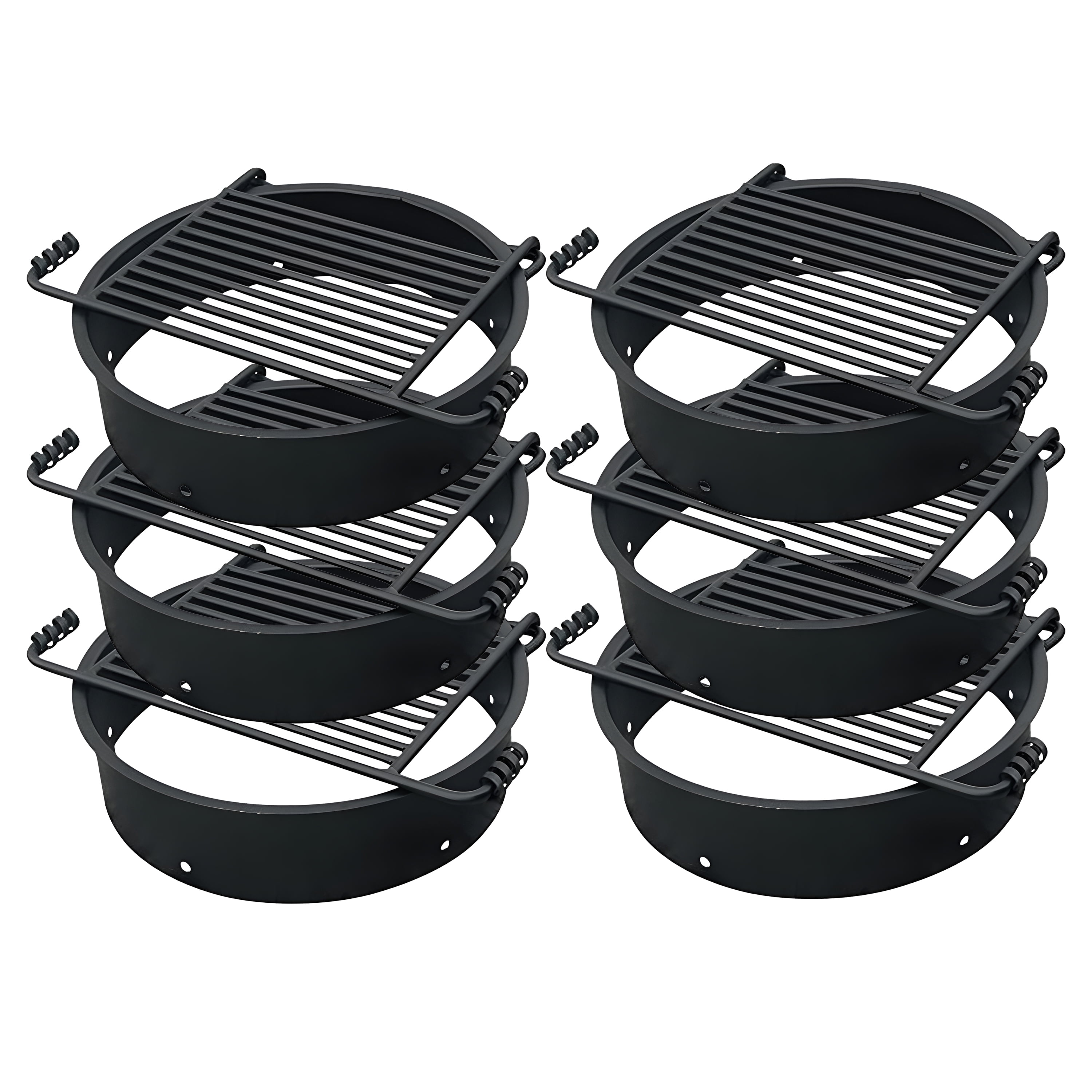 Pilot Rock 6 Pack 24” Steel Ground Fire Pit Ring Metal Cooking Grate ...