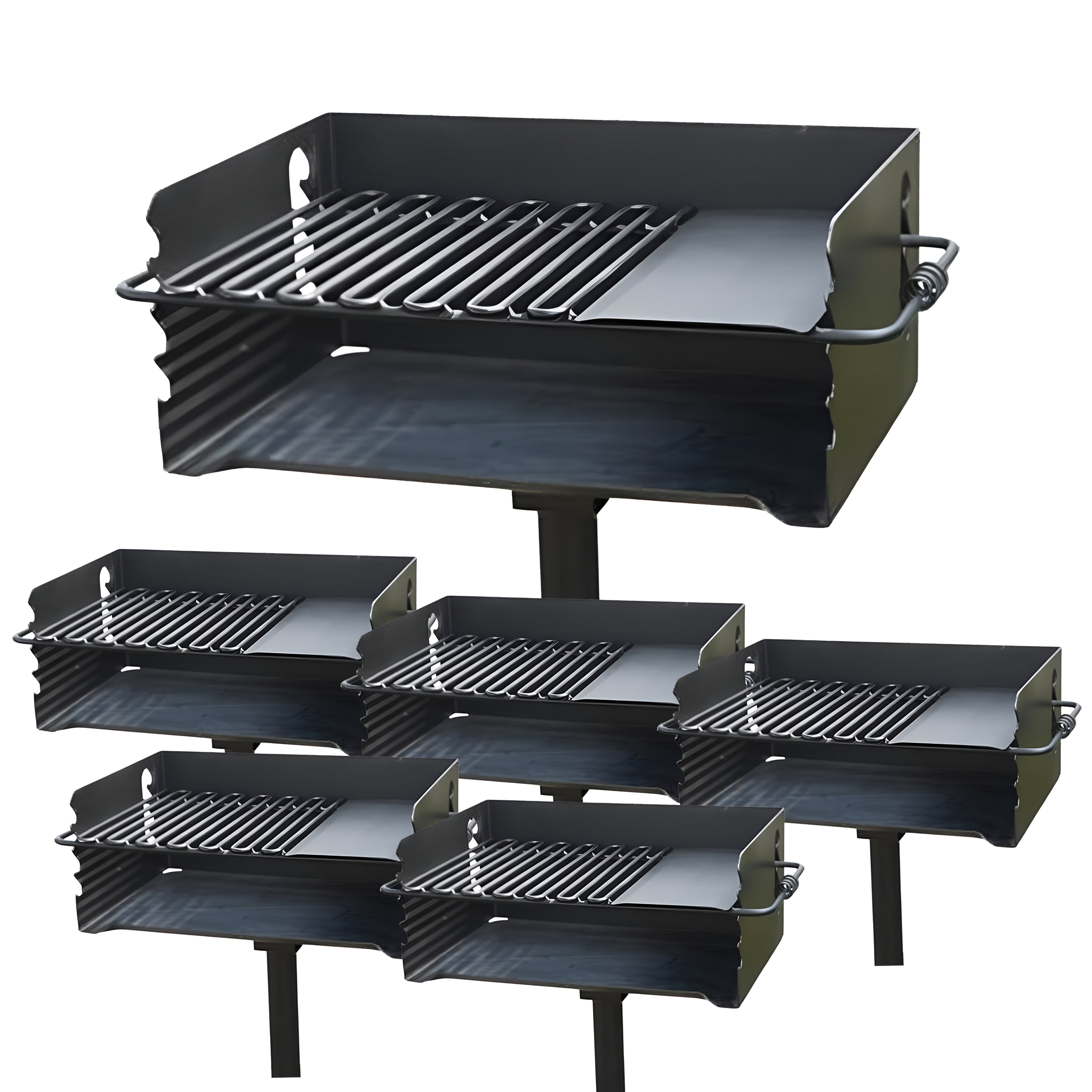 Pilot Rock CBP-135 Park Style Outdoor BBQ Charcoal Grill w/ Swivel, 6 ...