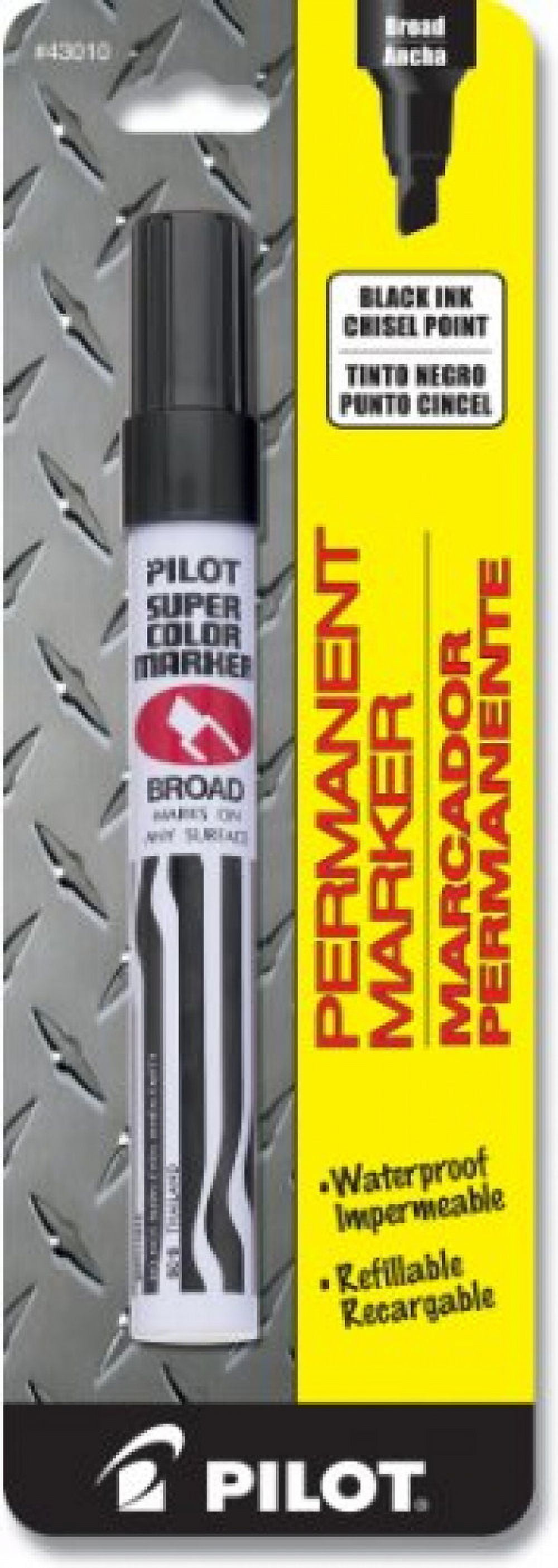 Pilot Super Color Permanent Marker, Broad Chisel Point, Black Ink ...
