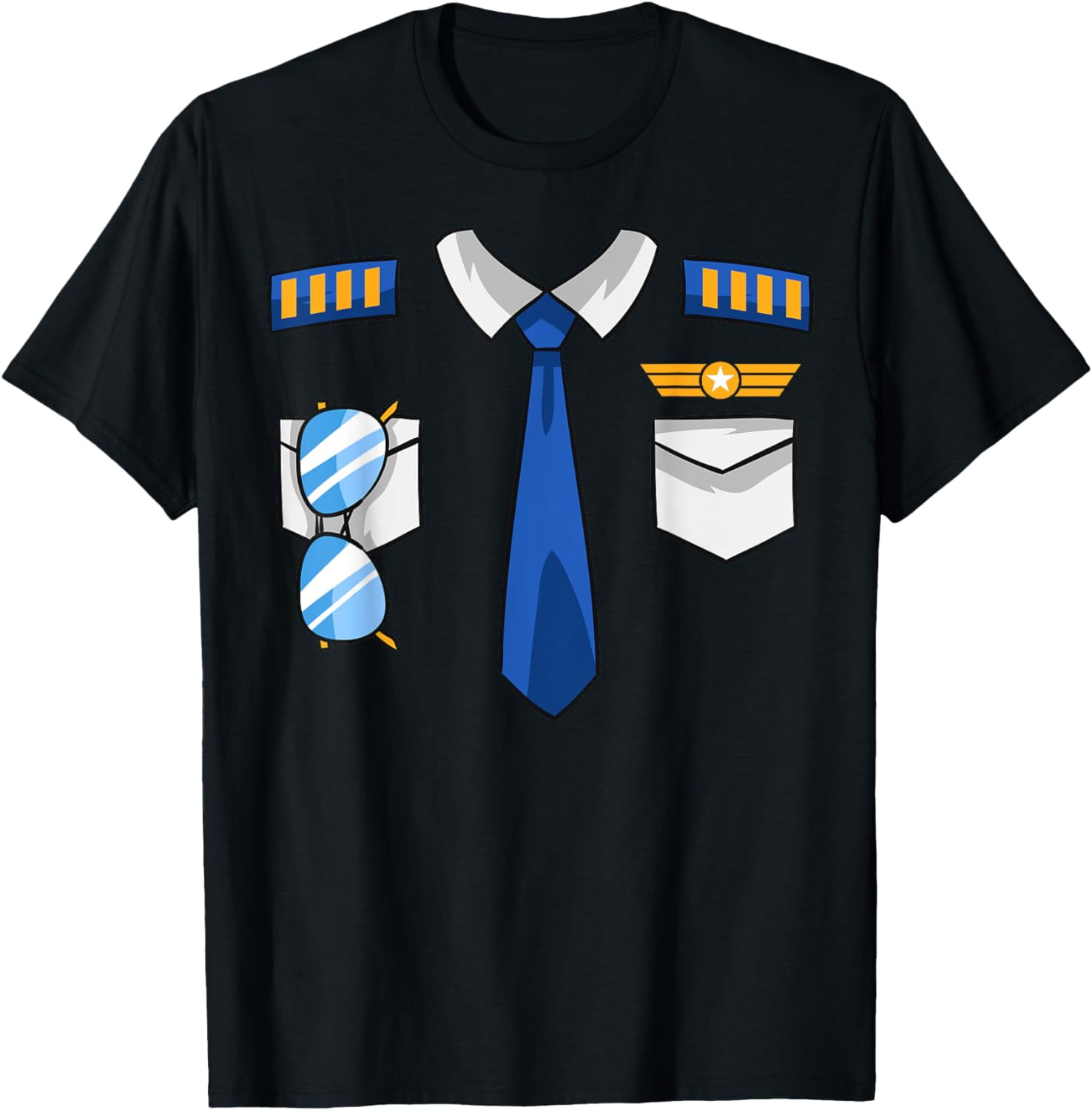 Pilot Uniform Costume Airplane Aviator Aviation Halloween T-Shirt ...