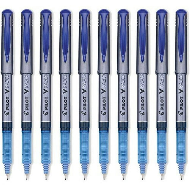 Pilot V Razor Point Liquid Ink Marker Pen Extra Fine Point, Blue 10 ...