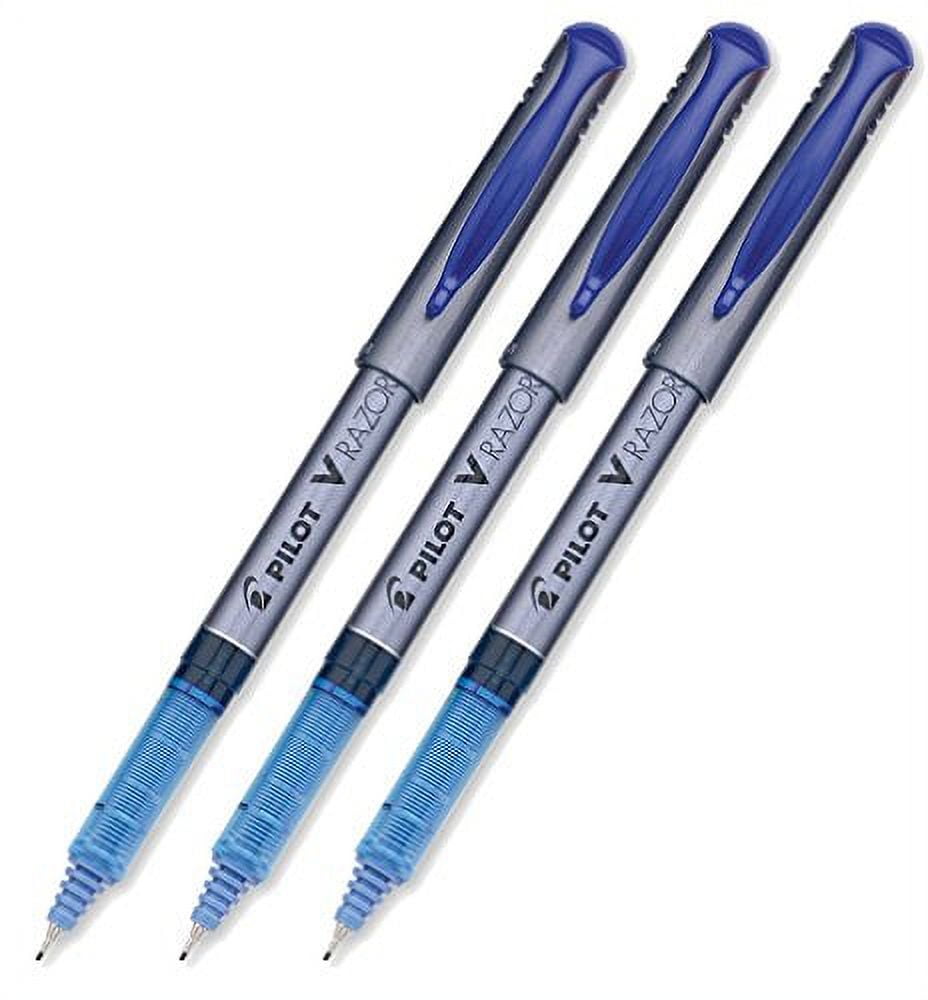 Pilot V Razor Point Liquid Ink Marker Pen Extra Fine Point, Blue 3-PACK ...