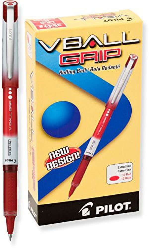 Pilot VBall Grip Liquid Ink Rolling Ball Pens, Extra Fine Point, Red ...