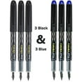 Pilot Varsity Stylish Disposable Fountain Pens, 6 Pack Combo - 3 Black ...