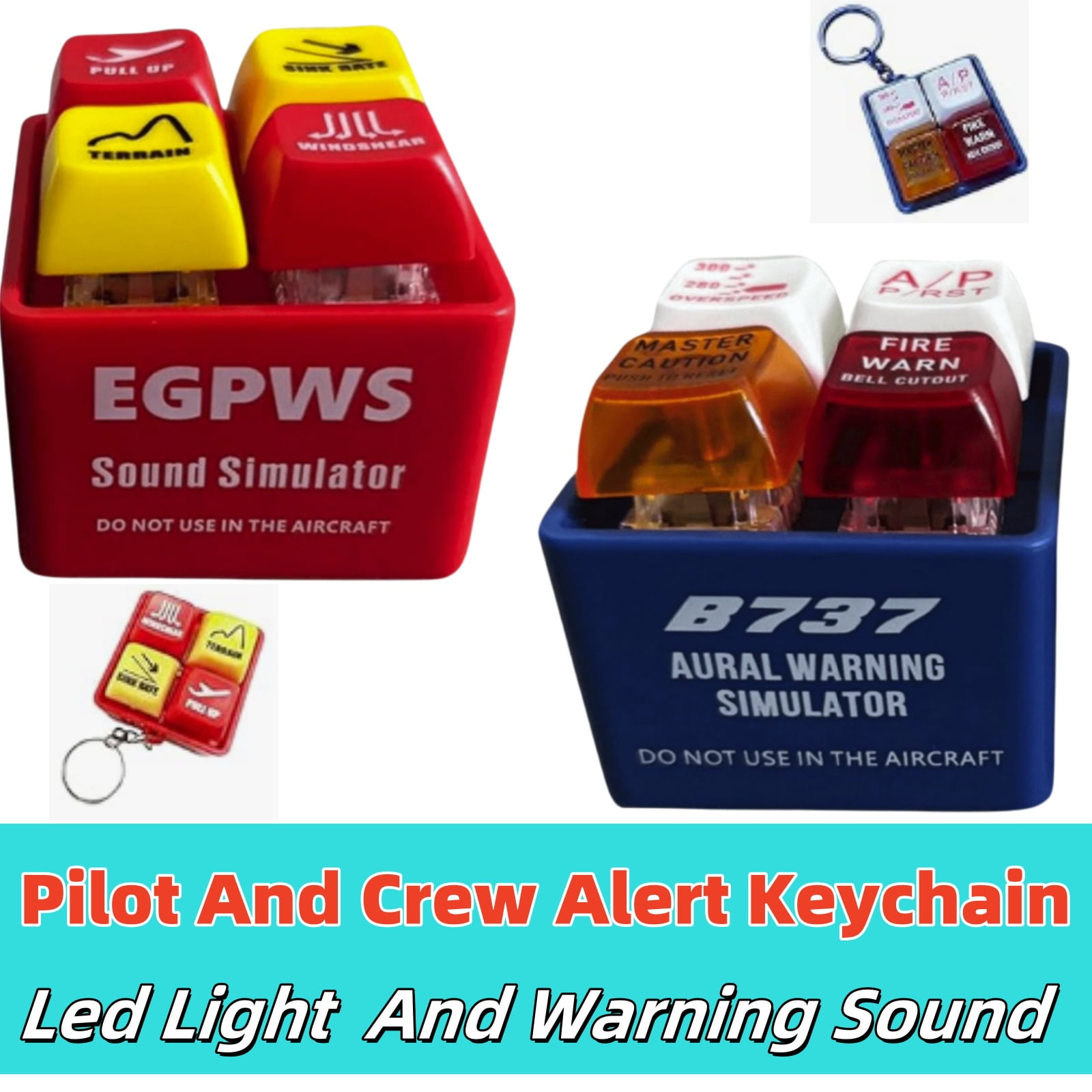 Pilot and Crew Alert Keychain, Glowing LED Button with EGPWS Warning ...