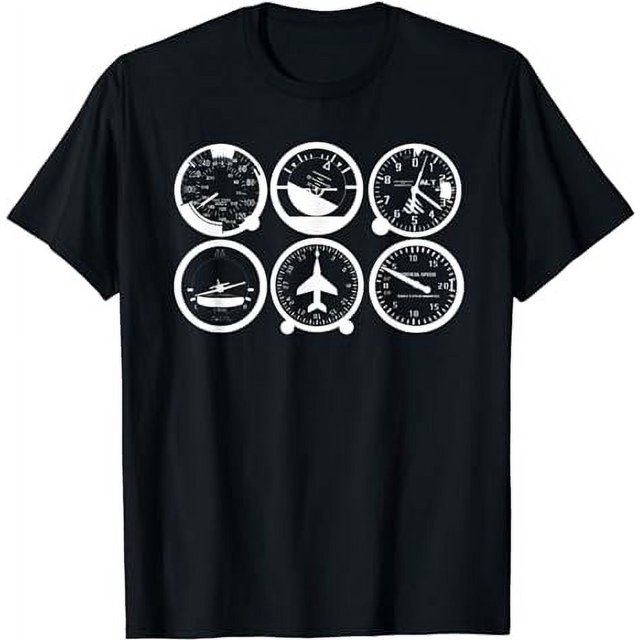 Pilot's Basic Six Pack Flight Instruments Airplane Pilot T-Shirt ...