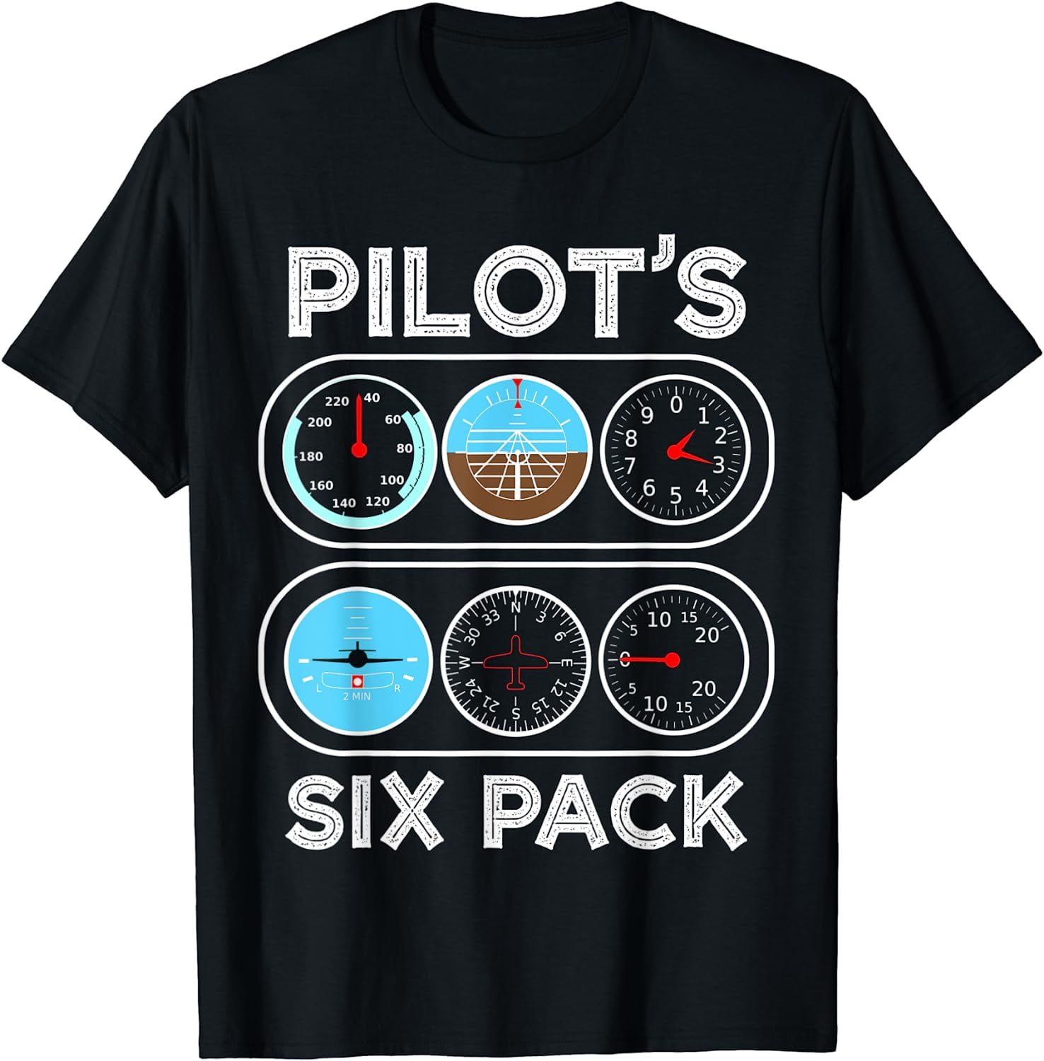Pilot's Six Pack T-Shirt | Flight Instruments Aviation Shirt - Walmart.com