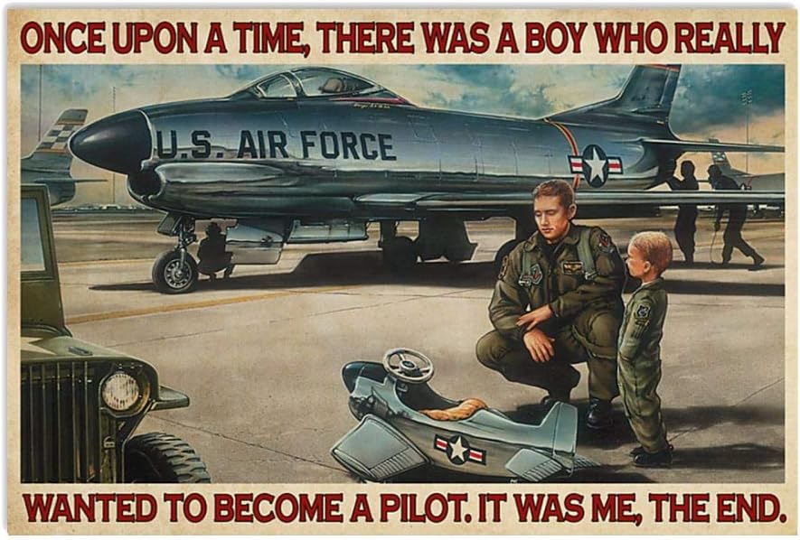 Pilots And Planes Metal Signs Vintage Office Wall Decor There Was A Boy ...