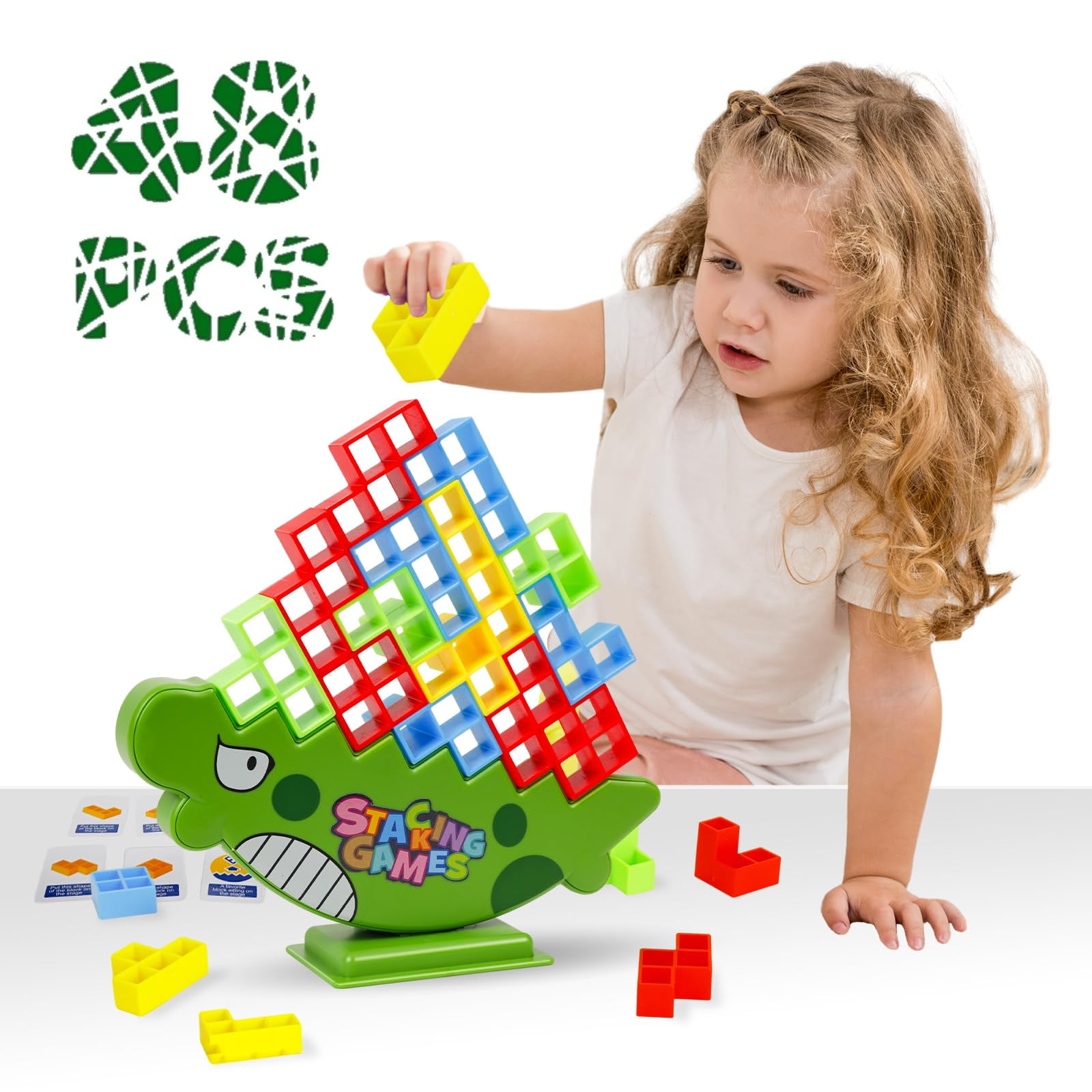 PimeX 48PCS Tetra Tower Balance Stacking Team Building Blocks Board ...