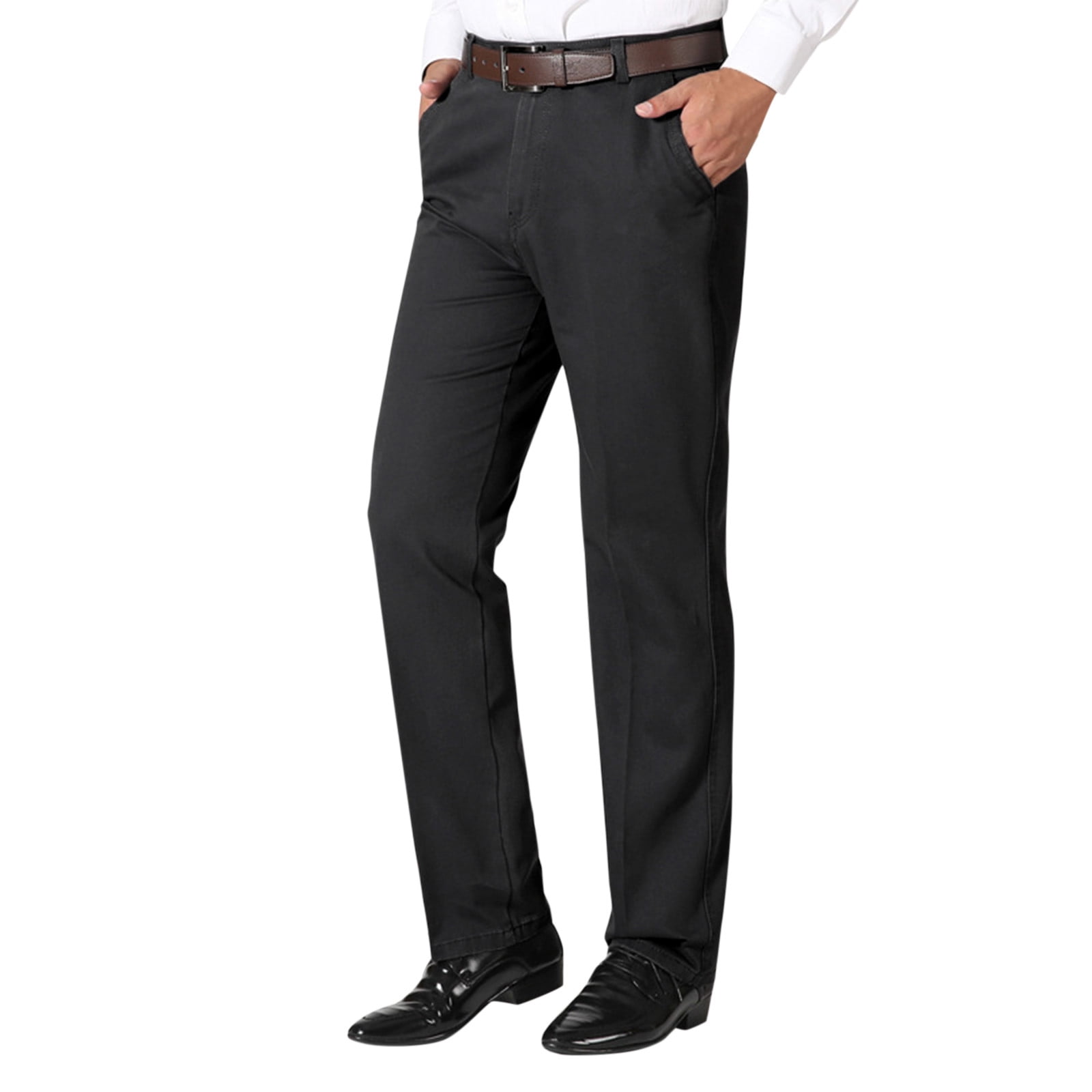 Pimfylm Flowy Pants For Men Men's Stretch Relaxed Fit Flat Front Pant ...