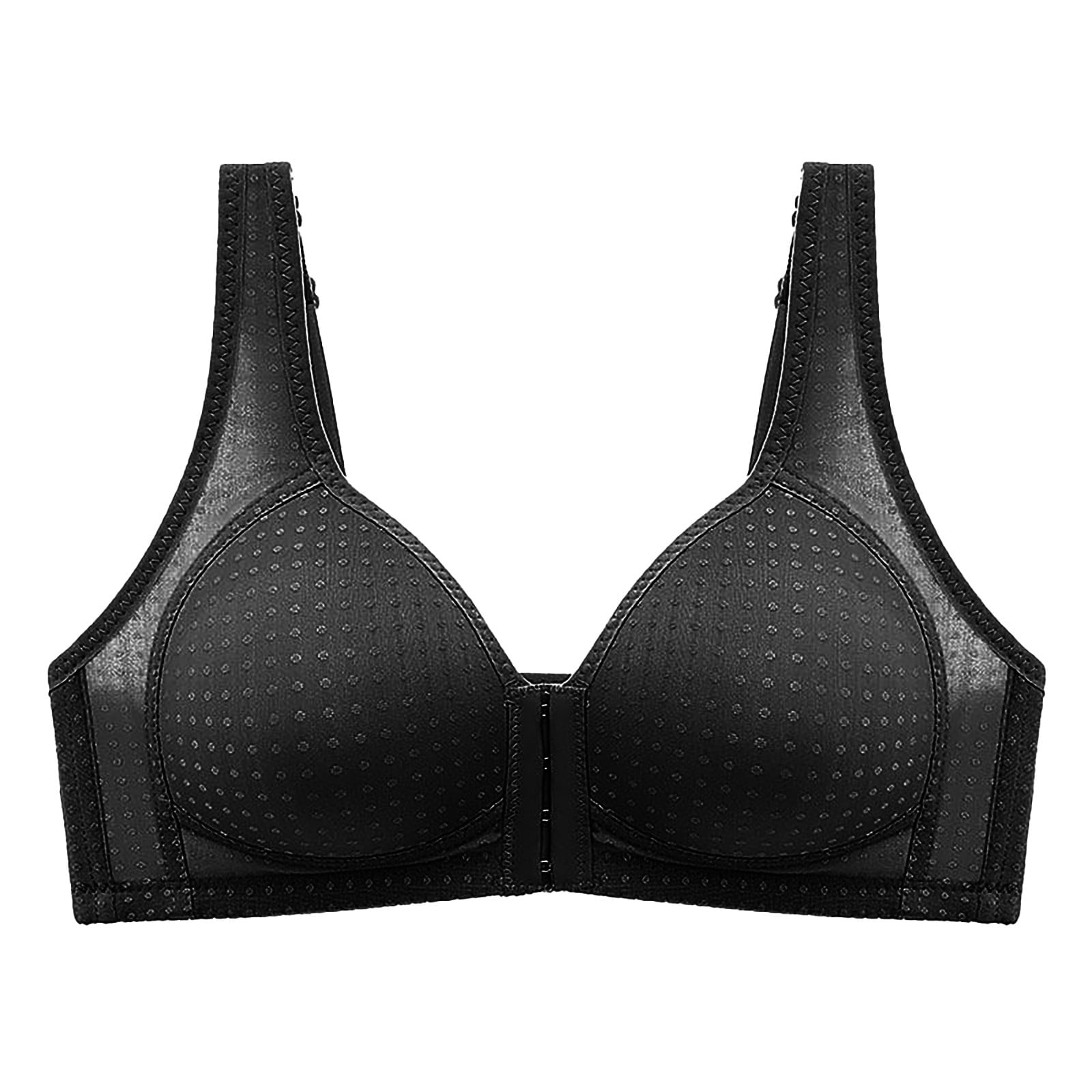 Pimfylm Woman Wirefree Bra Front Button Closure Cotton Bra for Plus ...