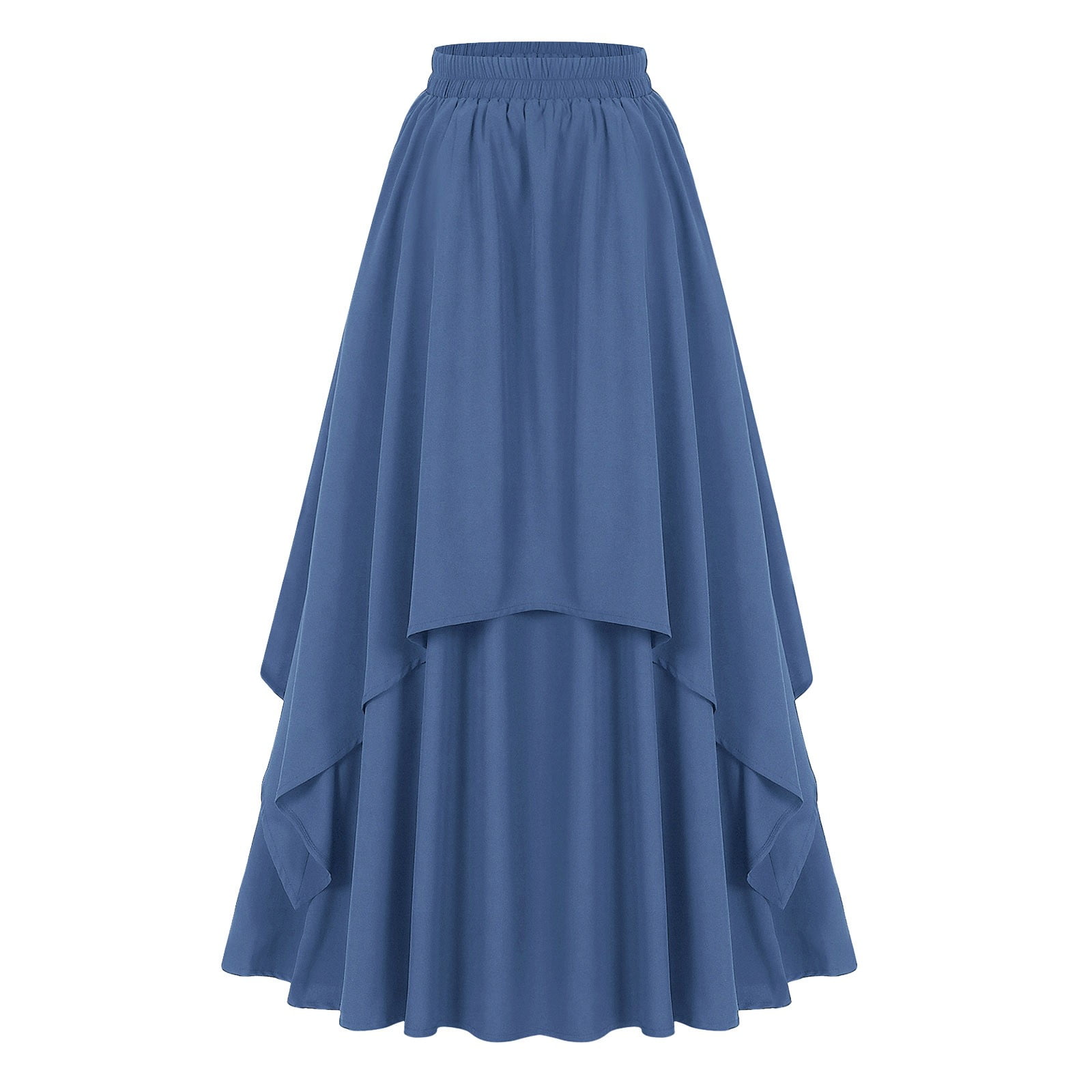 Pimfylm Women Renaissance Long Maxi Skirt Double Layered Ruffled ...