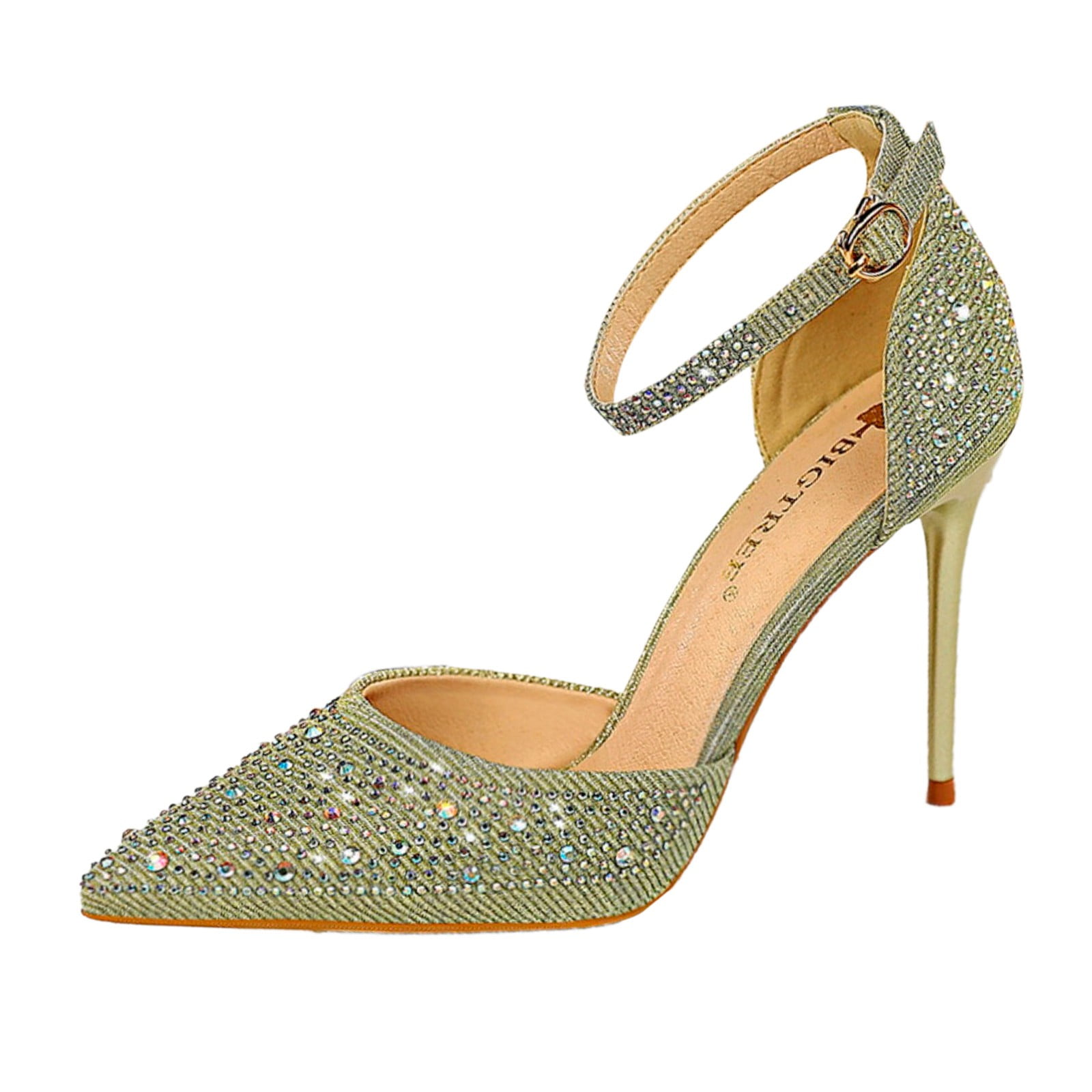 Pimfylm Women'S Pumps Women's Lowpointed Low Heel Dress Pump Shoes Gold ...