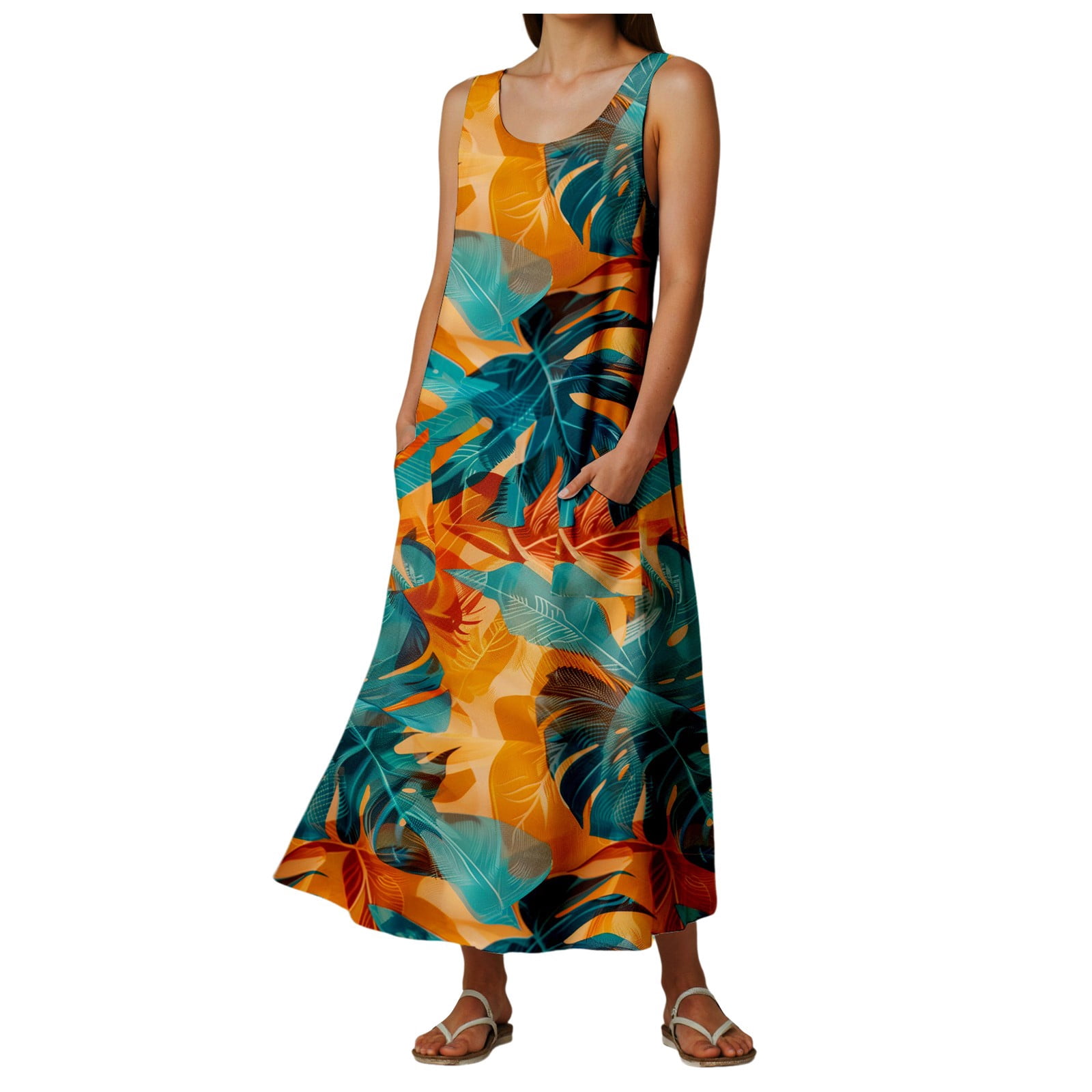 Pimfylm Women's Summer Spaghetti Strap Boho Sundress 2025 Square Neck ...