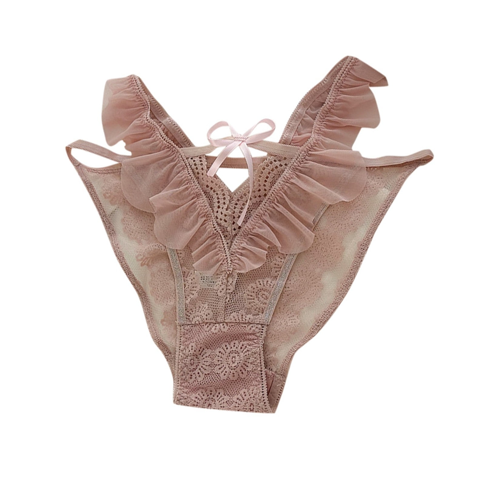 Pimfylm Women’s Underwear Sexy Bikini String Hollow Out Lace Ruffled ...