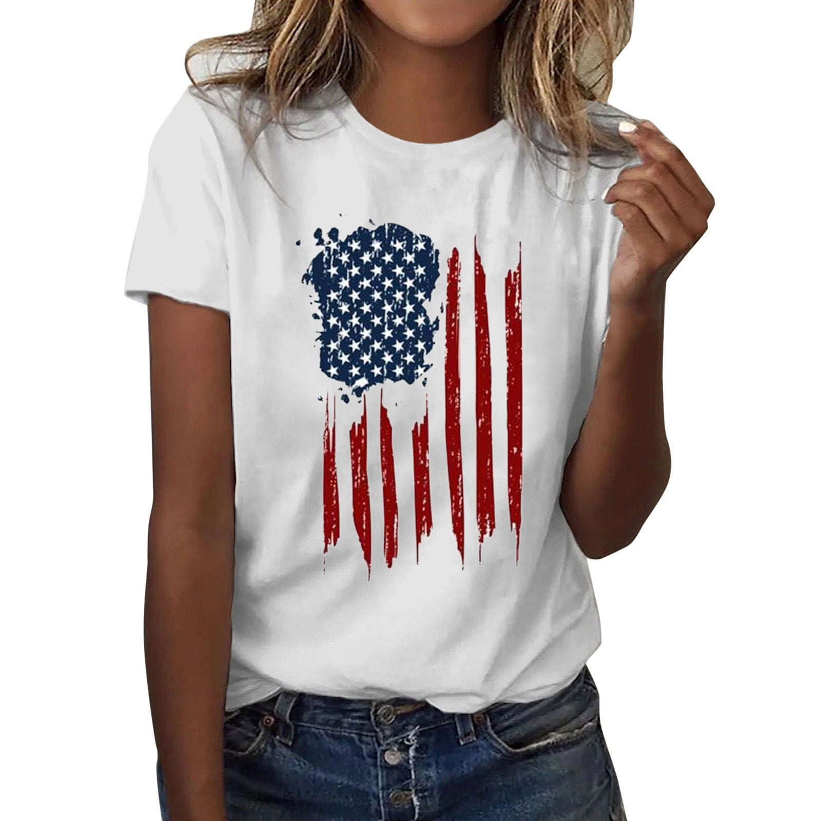 Pimfylm Womens American Flag T-Shirts 4th of July Shirts Patriotic Independence Day Tops(Red,S ...