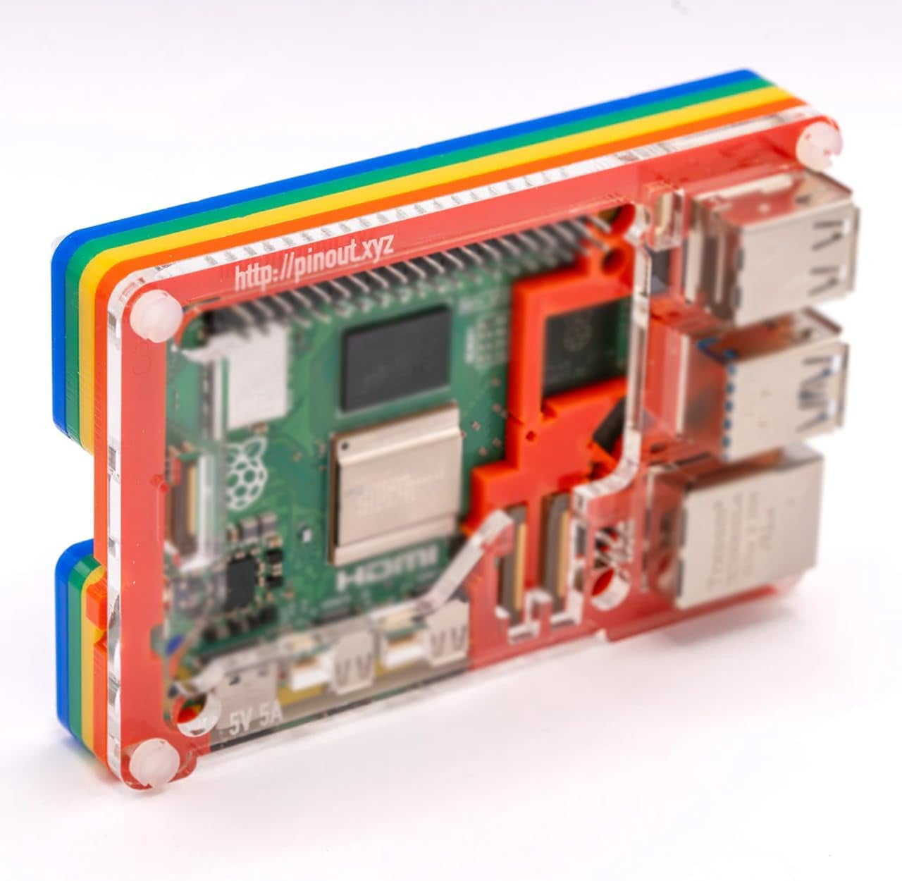 Pimoroni PIM678 Pibow Coupe 5 (Case for Raspberry Pi 5) – Rainbow ...