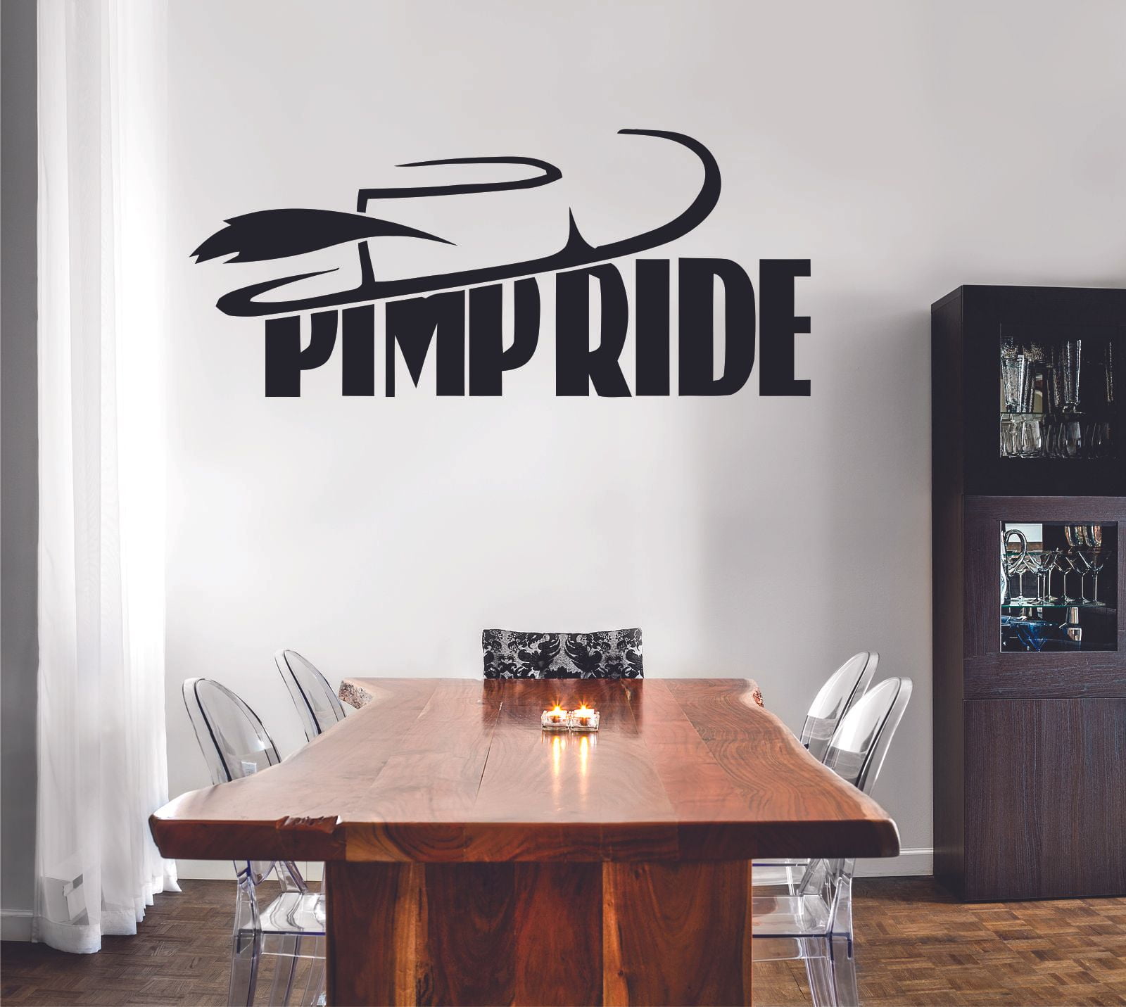 PimpRide Lettering Text Hat Car Enthusiast Cartoon Wall Sticker Art ...
