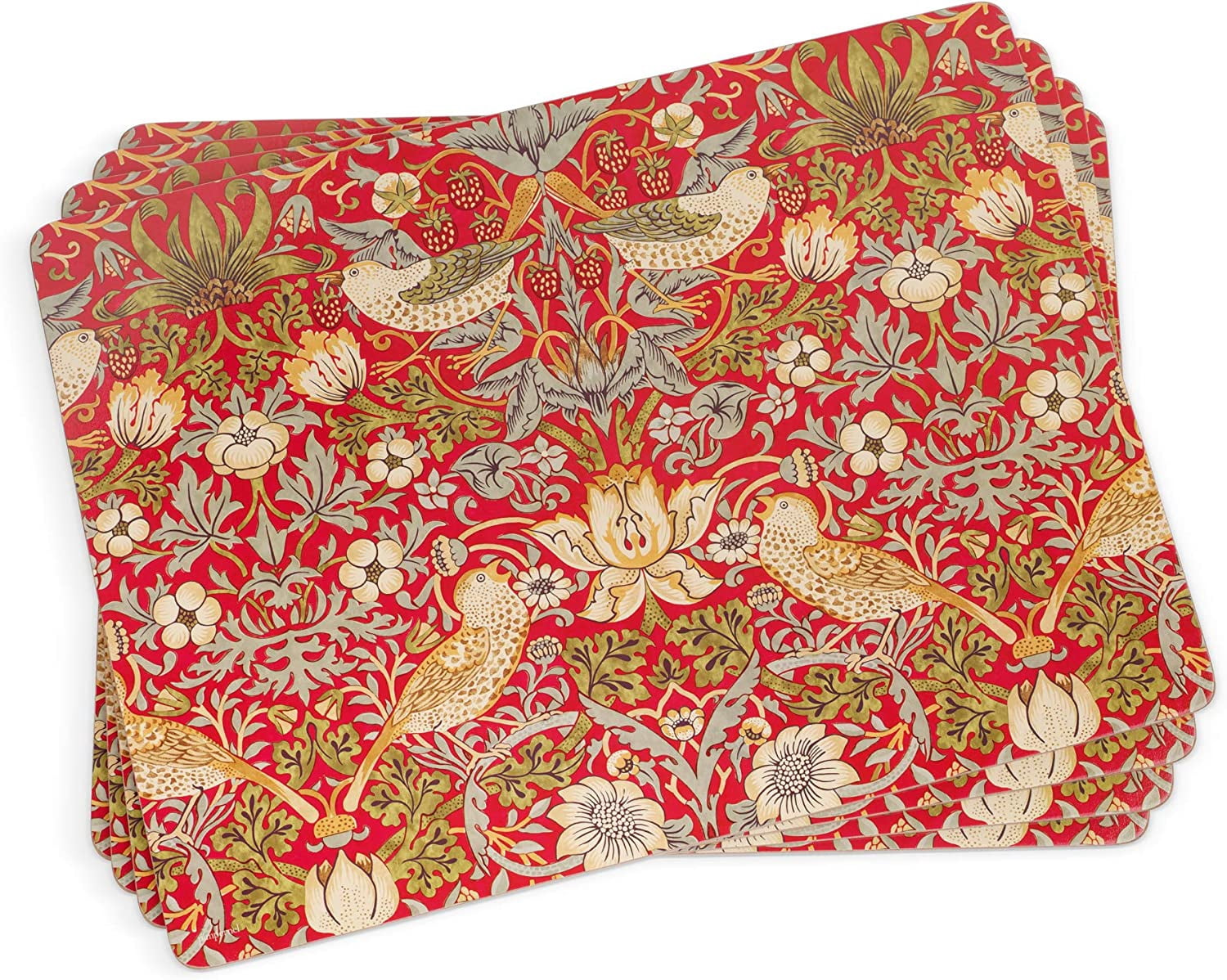 Pimpernel Morris & Co Strawberry Thief Red Placemats, Set of 4 - Heat ...