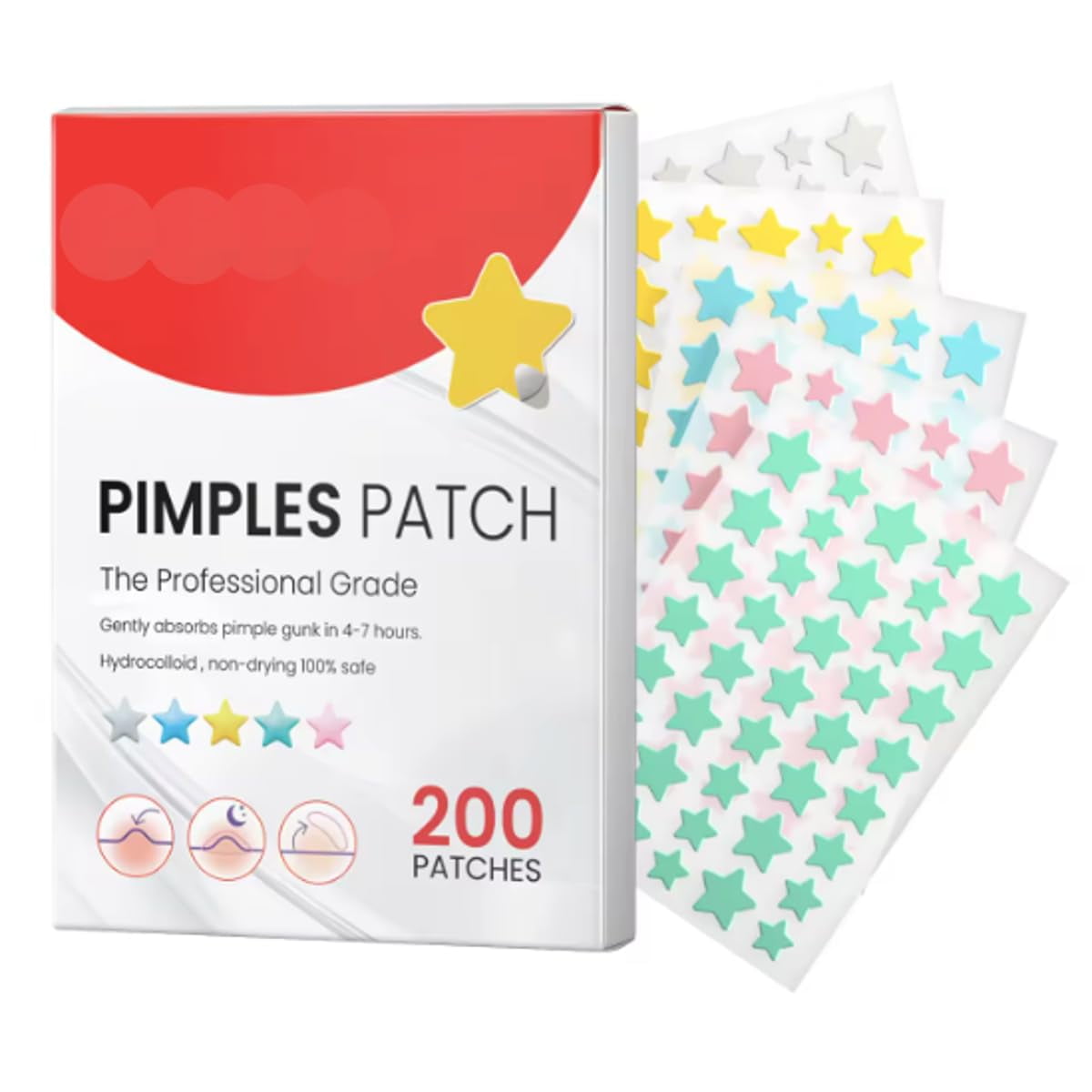 Pimple Patch, Hydrocolloid Acne Patch Treatment for Covering Zits 200 ...