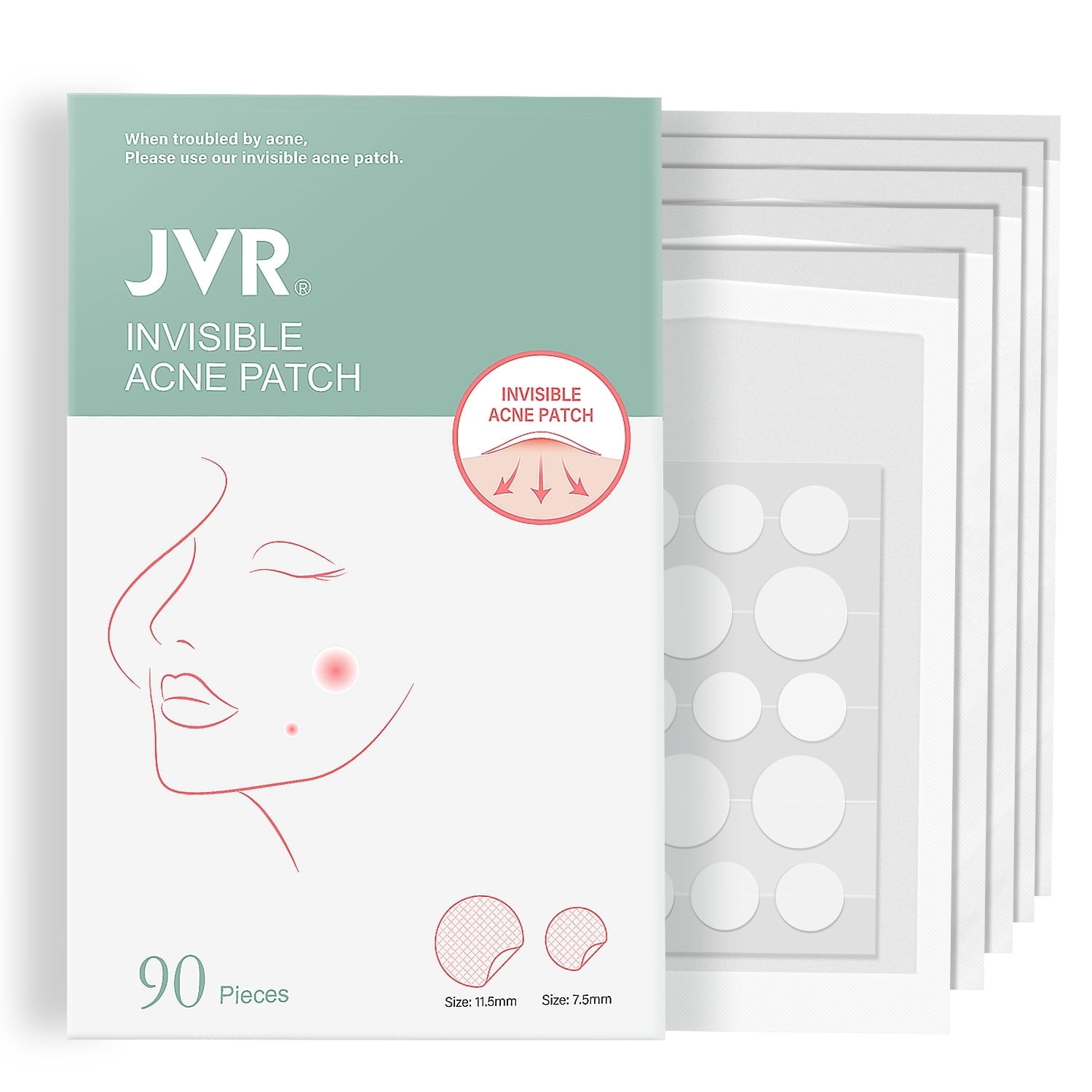JVR Medical-Grade Hydrocolloid & Salicylic Acid Pimple Patches, 90 Dots ...