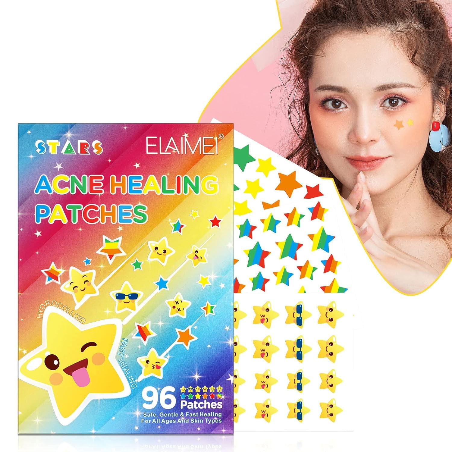 Pimple Patches(96pcs),Cute Rainbow Star Face Acne Paches For Face ...