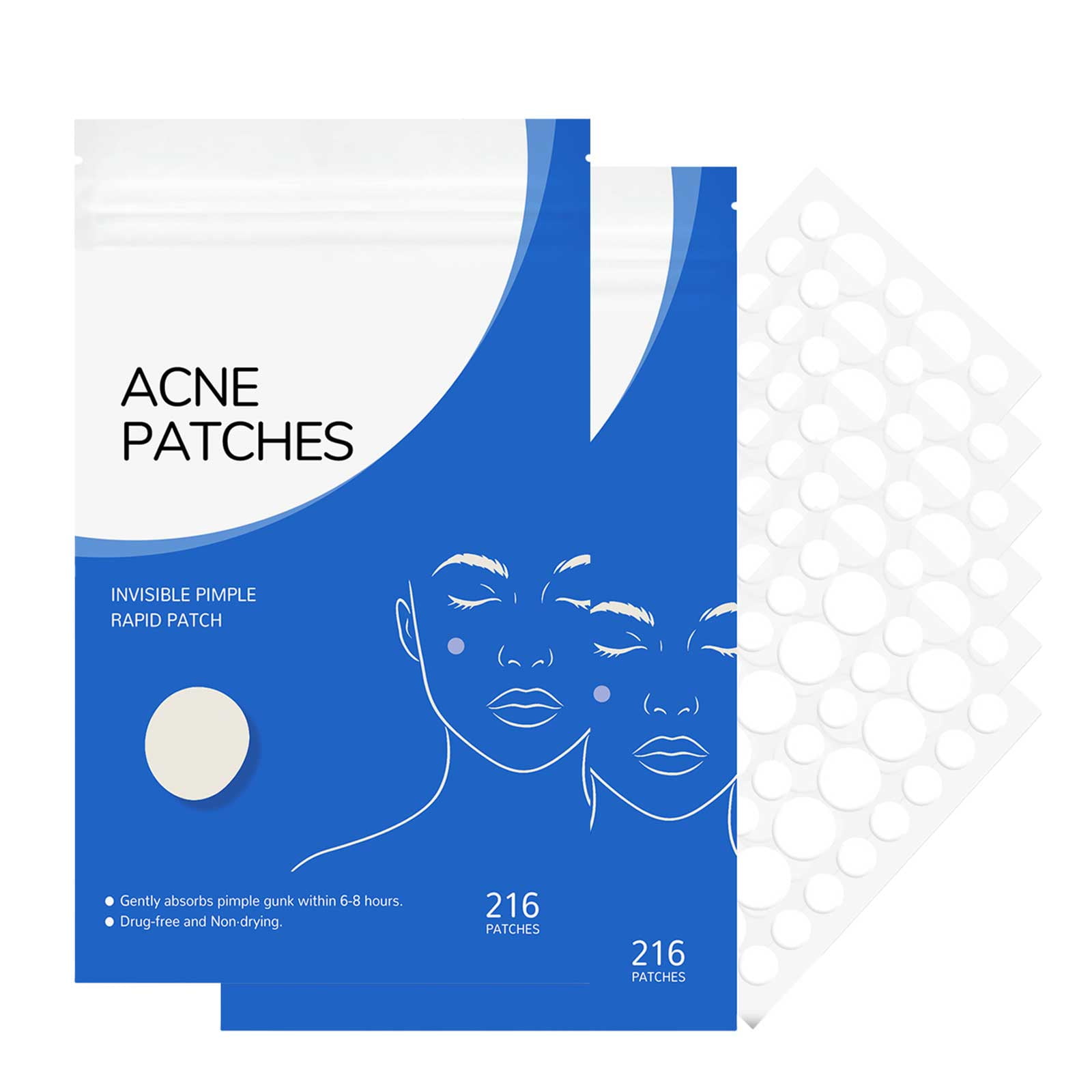 Pimple Patches for Face 216 Count Hydrocolloid Acne Patches, Invisible ...