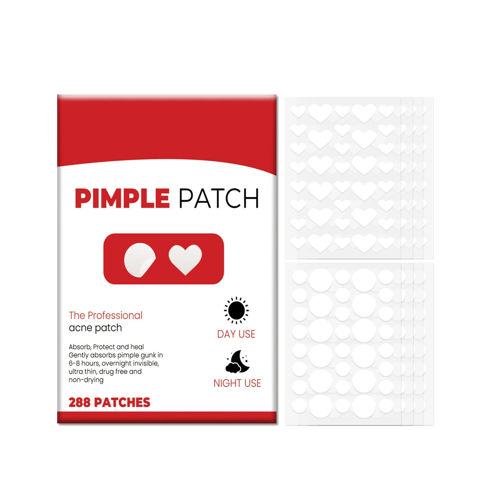 Pimple Patches for Face, 4 Size 300 Counts Acne Patches, Hydrocolloid ...