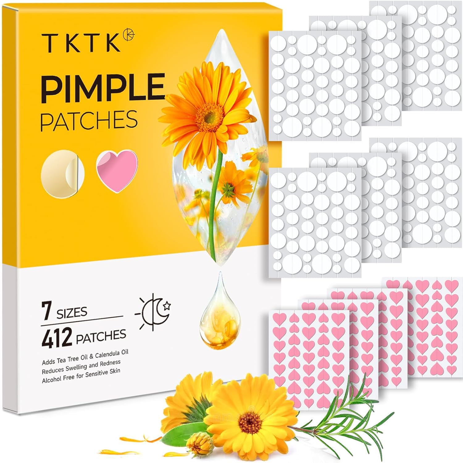 Pimple Patches for Face 7 Sizes Day and Night Acne Patches Heart Zit ...