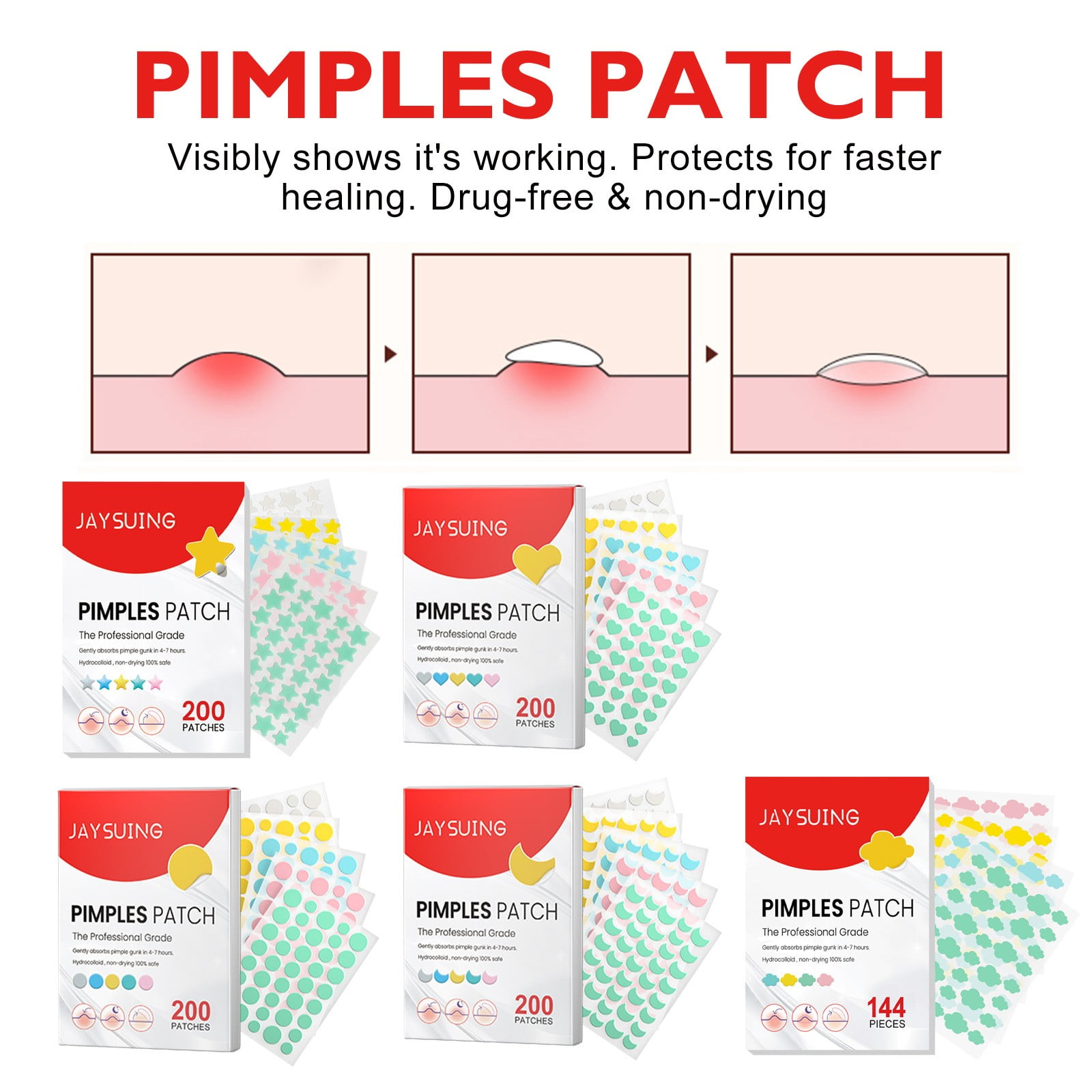 Pimple Patches for Face,8 Packs /1600 Count Hydrocolloid Acne Patches ...