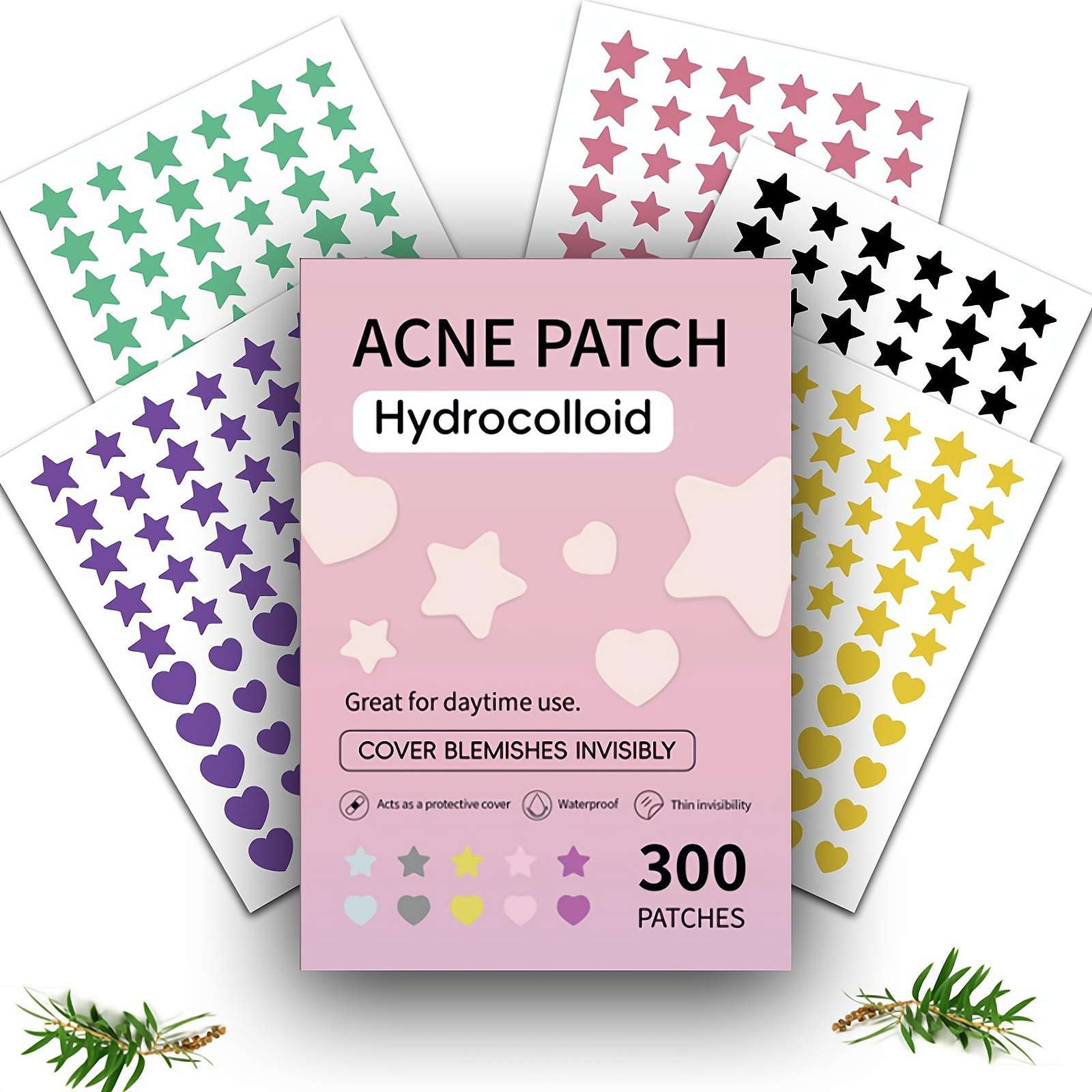 Pimple Patches for Face w/Hydrocolloid, Salicylic Acid & Tea Tree, 300 ...