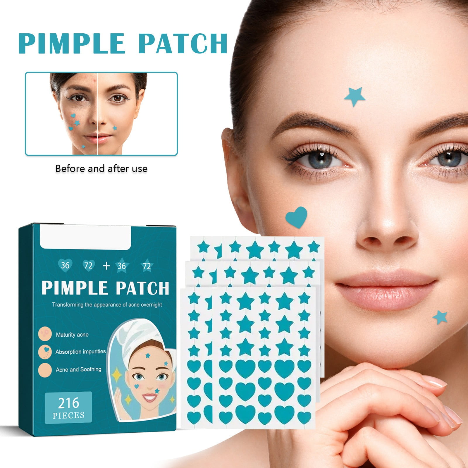 Pimple Patches For Face, Colorful Cute Zit Covers,Hydrocolloid Acne ...