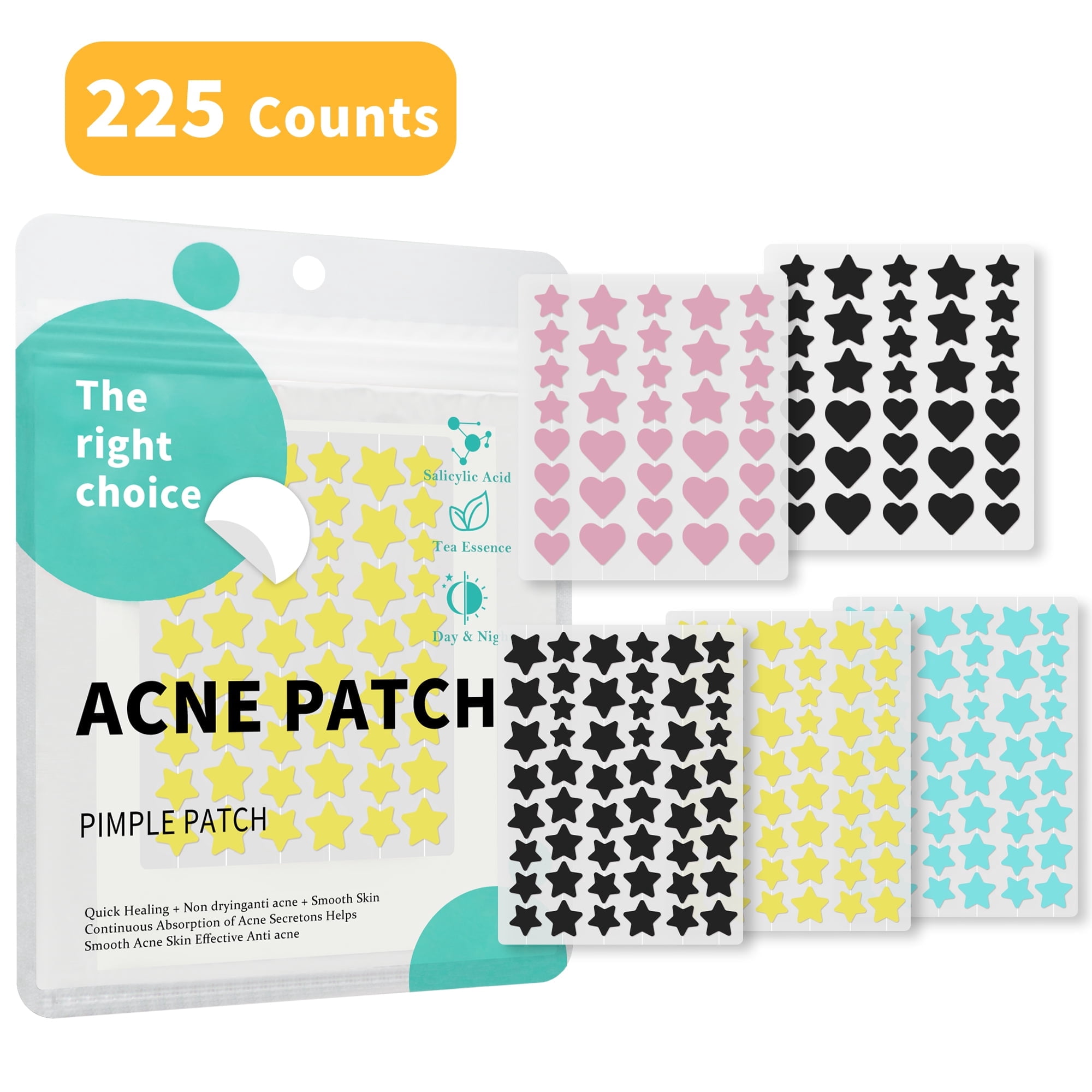 Pimple Patches for Face, 225 Counts Hydrocolloid Acne Patches, Star ...