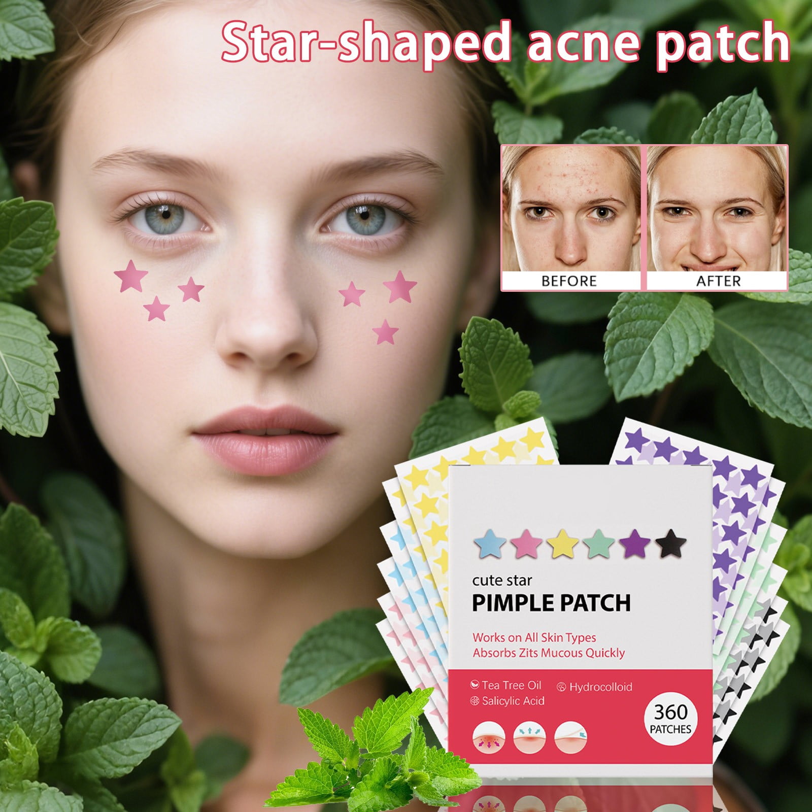 Pimple Patches for Face, Hydrocolloid Acne Patches, Cute Star Zit ...
