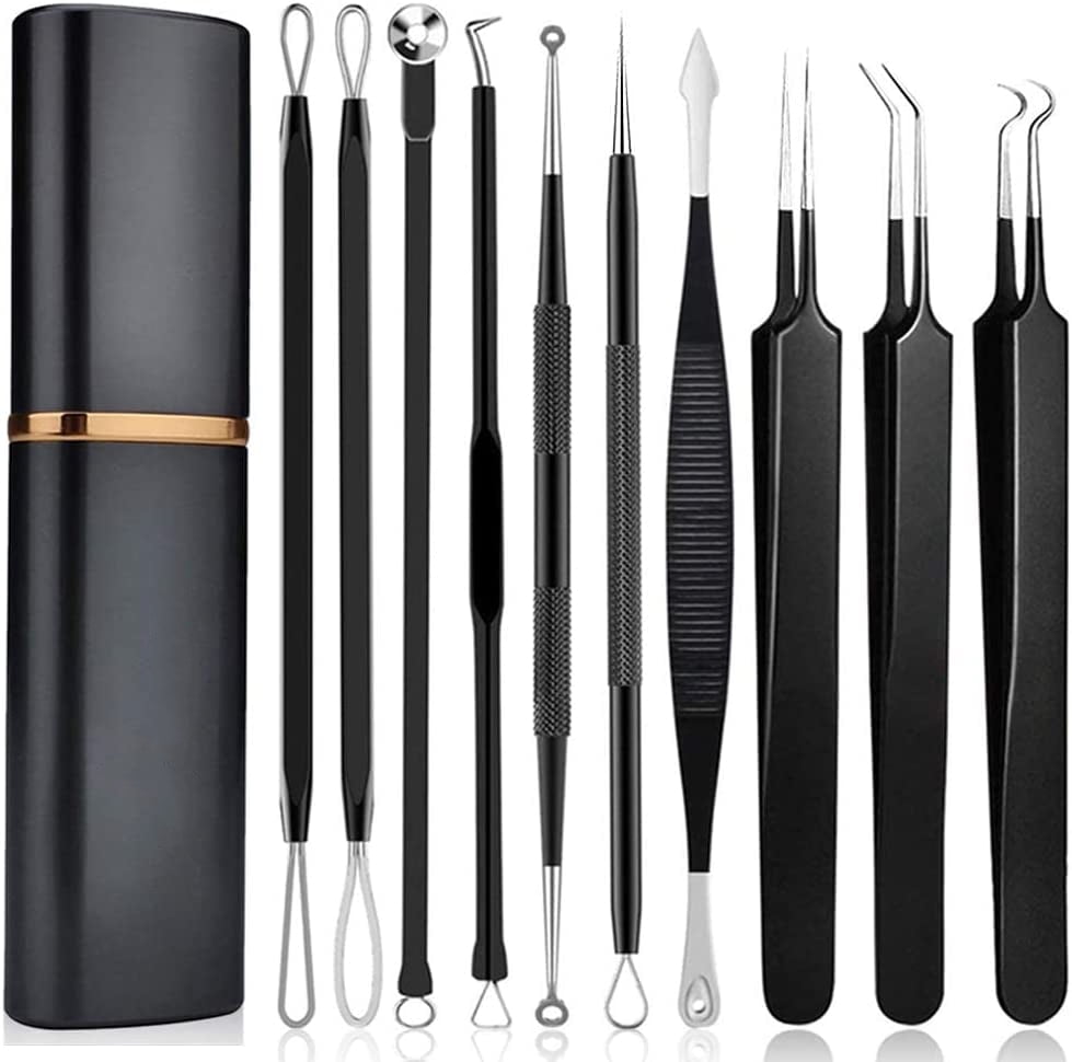 Pimple Popper Tool Kit, 10 Pcs Professional Pimple Comedone Extractor ...