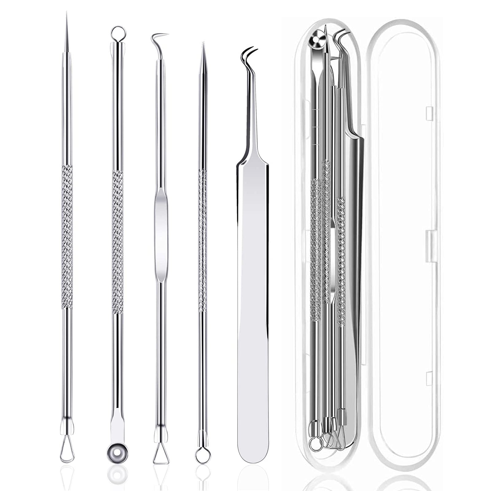 Pimple Popper Tool Kit, 5 Pcs Blackhead Remover Zit Popper Tools for ...