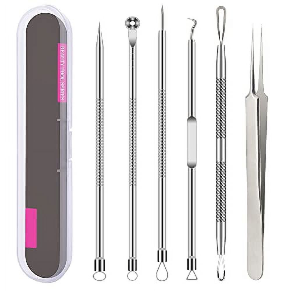 Pimple Popper Tool Kit, 6 Pcs Blackhead Remover Acne Needle Tools Set ...