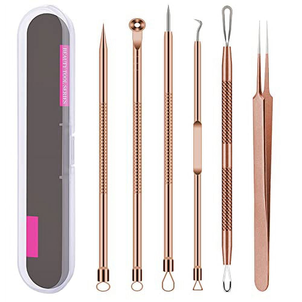 Pimple Popper Tool Kit, 6 Pcs Blackhead Remover Acne Needle Tools Set ...