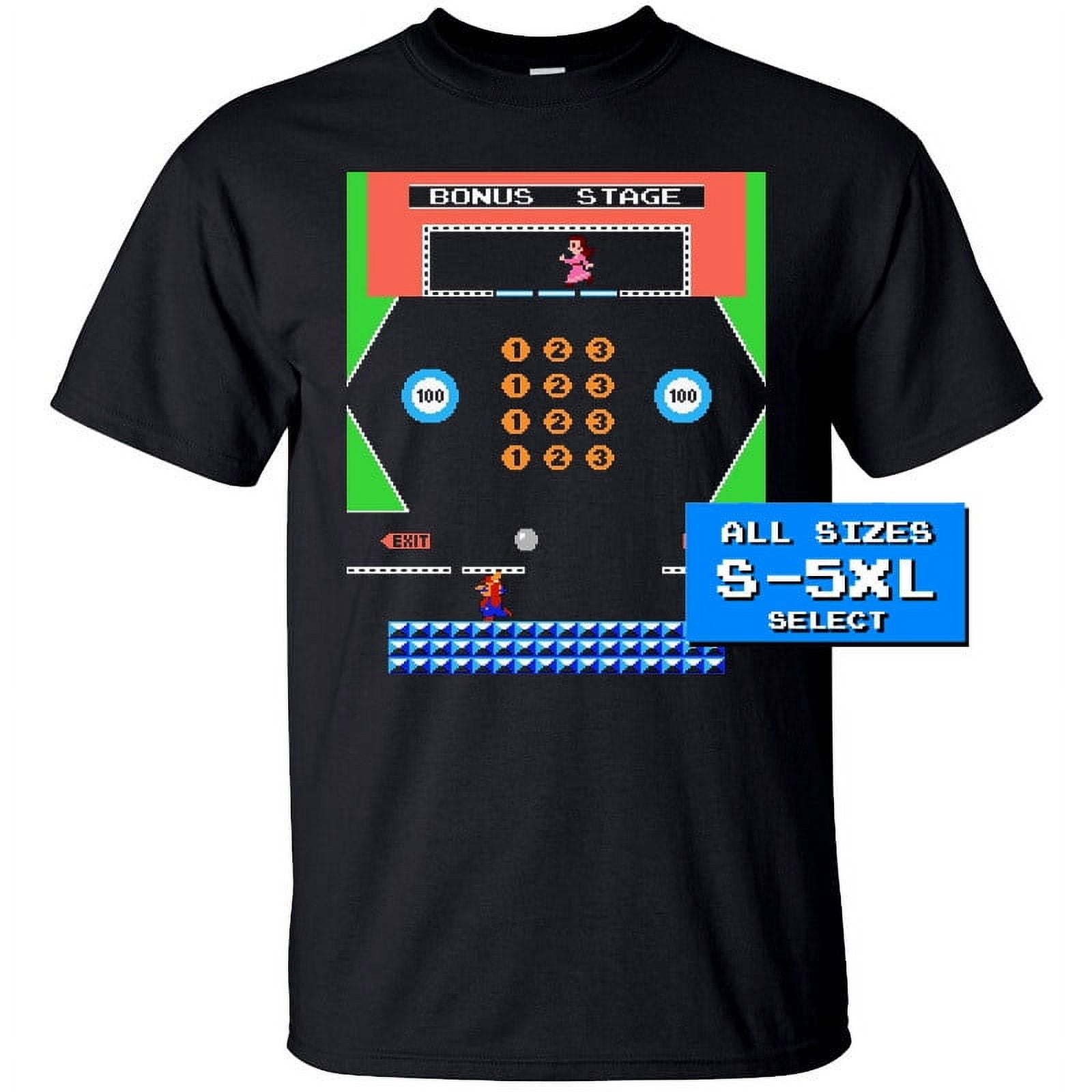 Pin Ball NES 8 bit game Bonus stage Mario Bros T Shirt BLACK all sizes ...