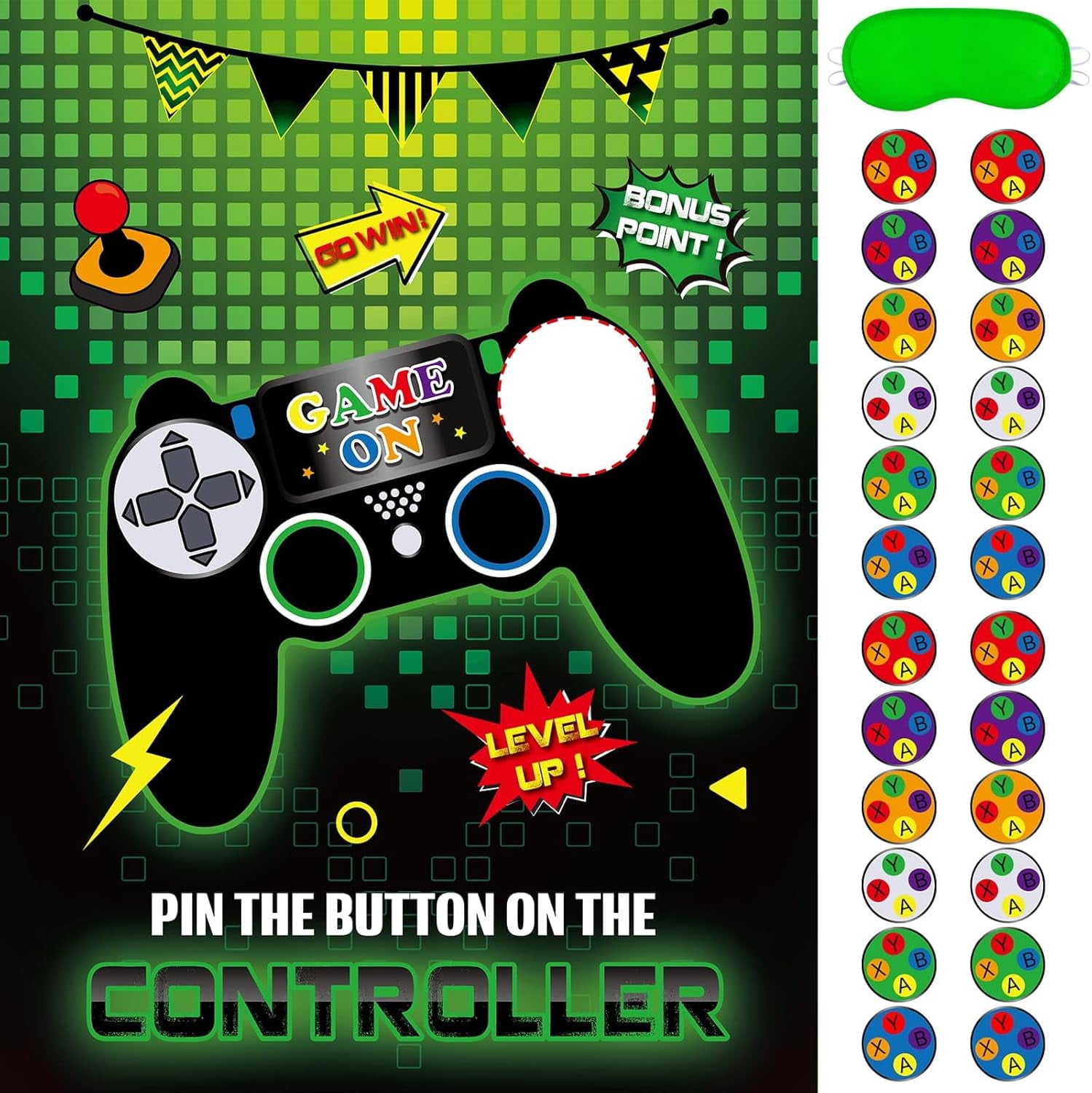 Pin The Button on The Game - Gamer Party Decorations Birthday Games for ...