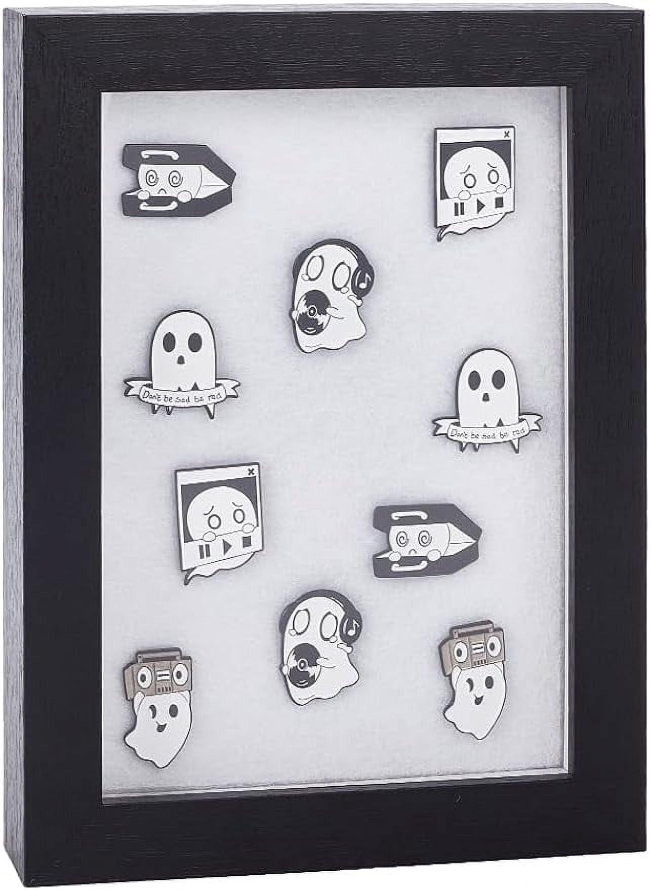 Pin Collection Display Frame Wood Black Box Frame Display Case with ...
