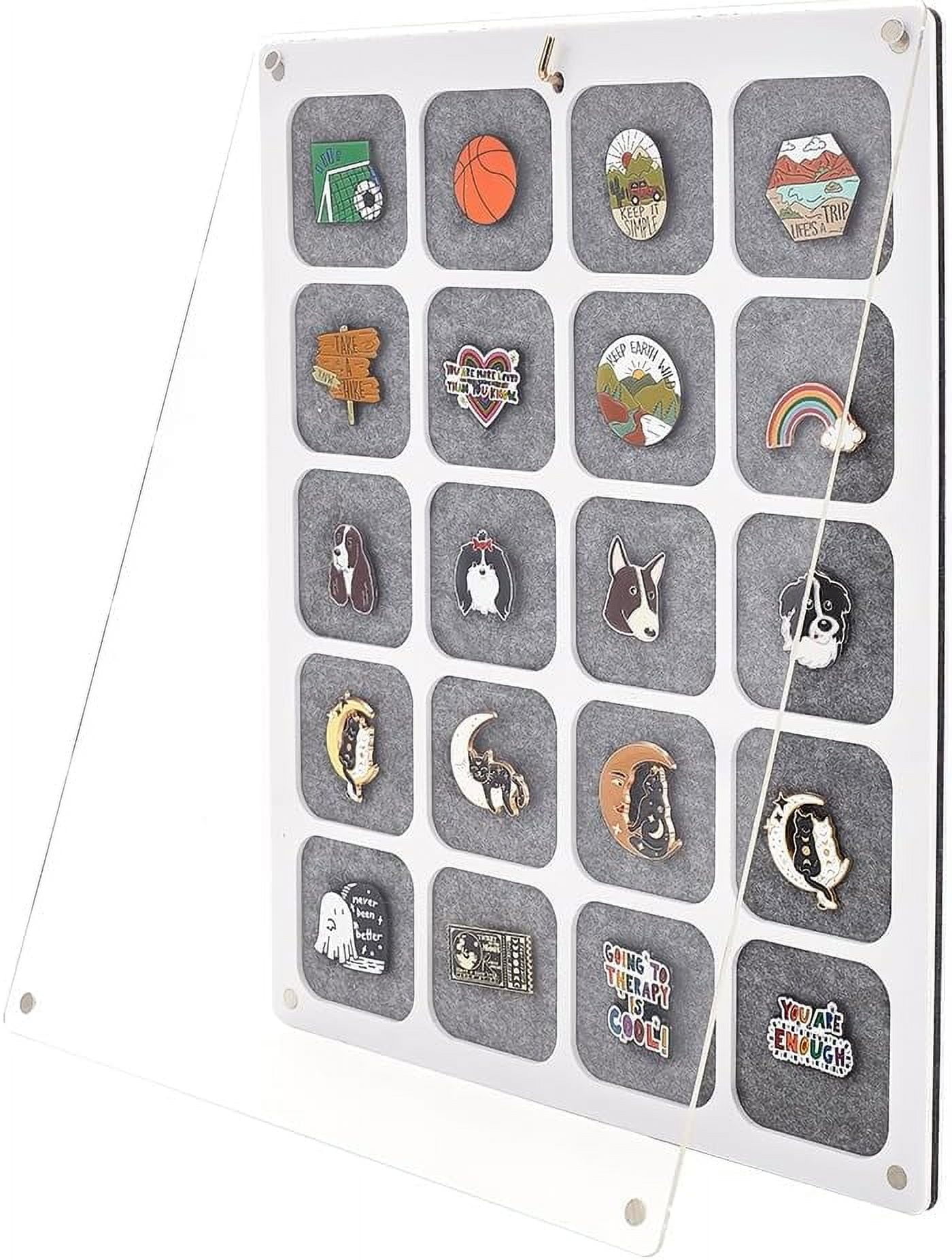 Pin Collection Display Organizer Black 20 Grids Rectangle Felt Wall ...