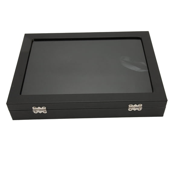 Pin Display Case Dustproof Transparent Glass Lid Badge Storage Box with ...