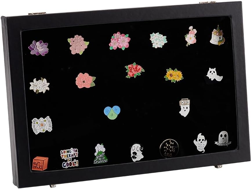 Pin Display Case Holder Medals Shadow Box Rectangle Velvet Badge ...